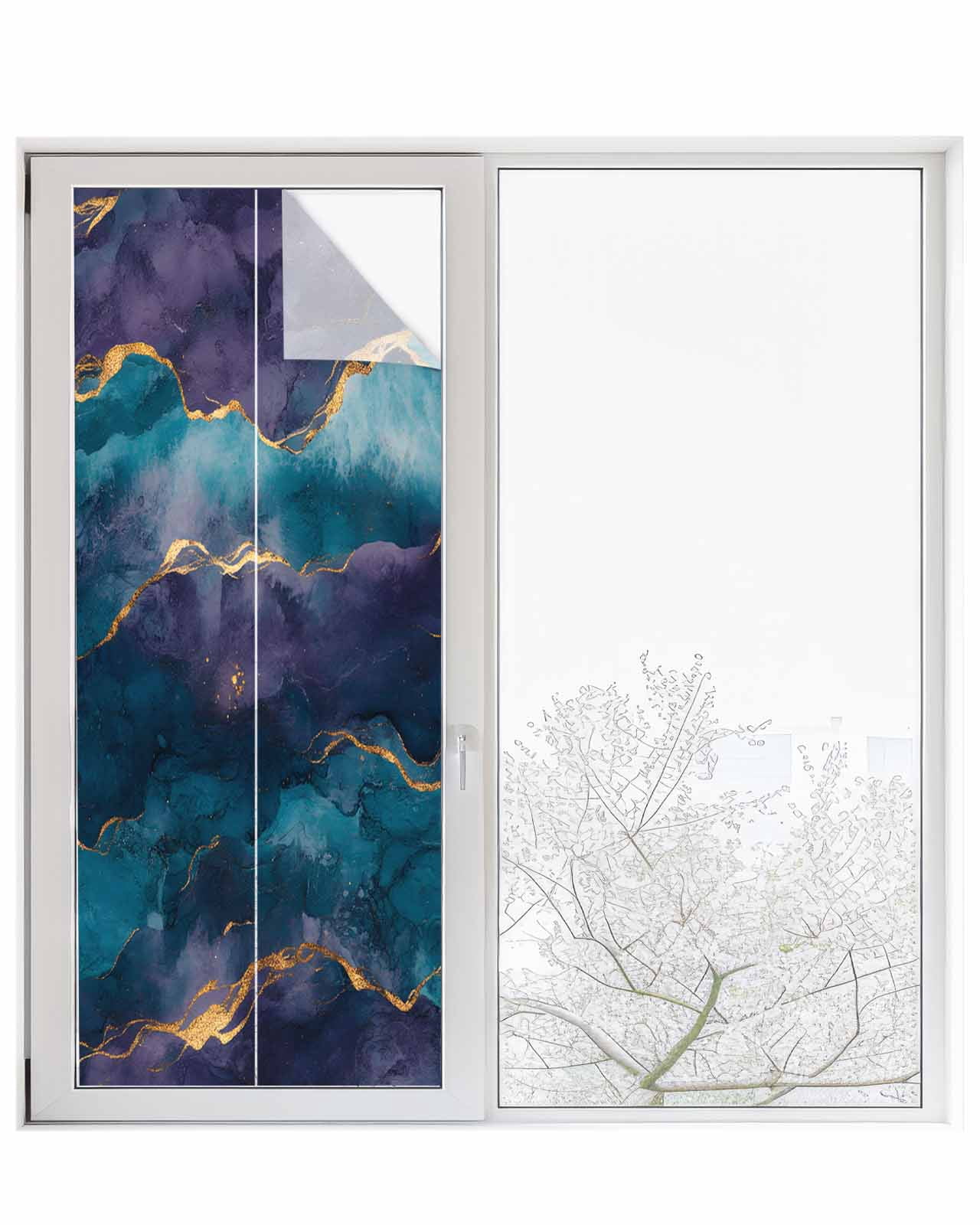 Window Privacy Film Blue Purple Marble Stained Glass Window Film ...