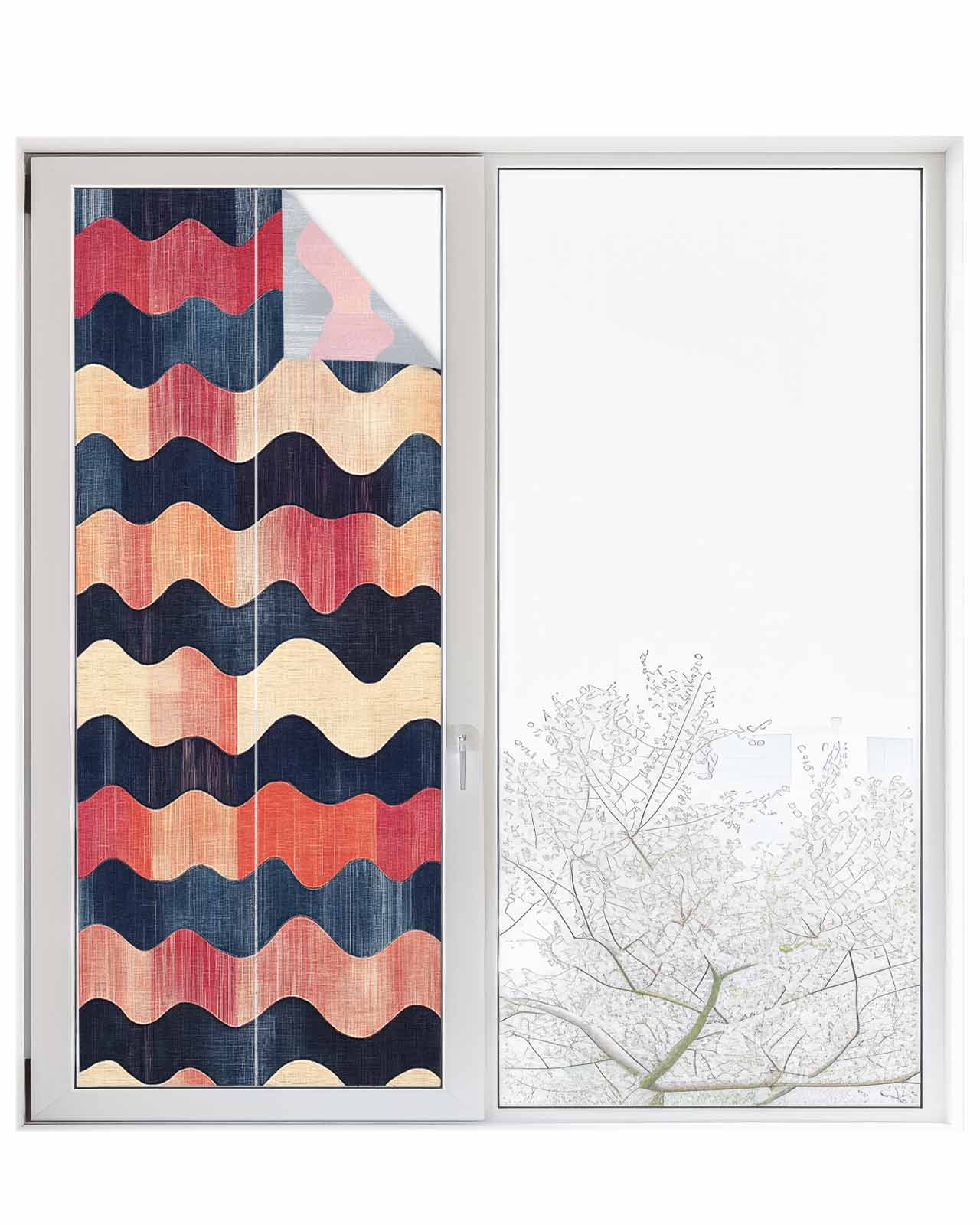 Window Privacy Film Blue Red Moire Stained Glass Window Film Decorative ...