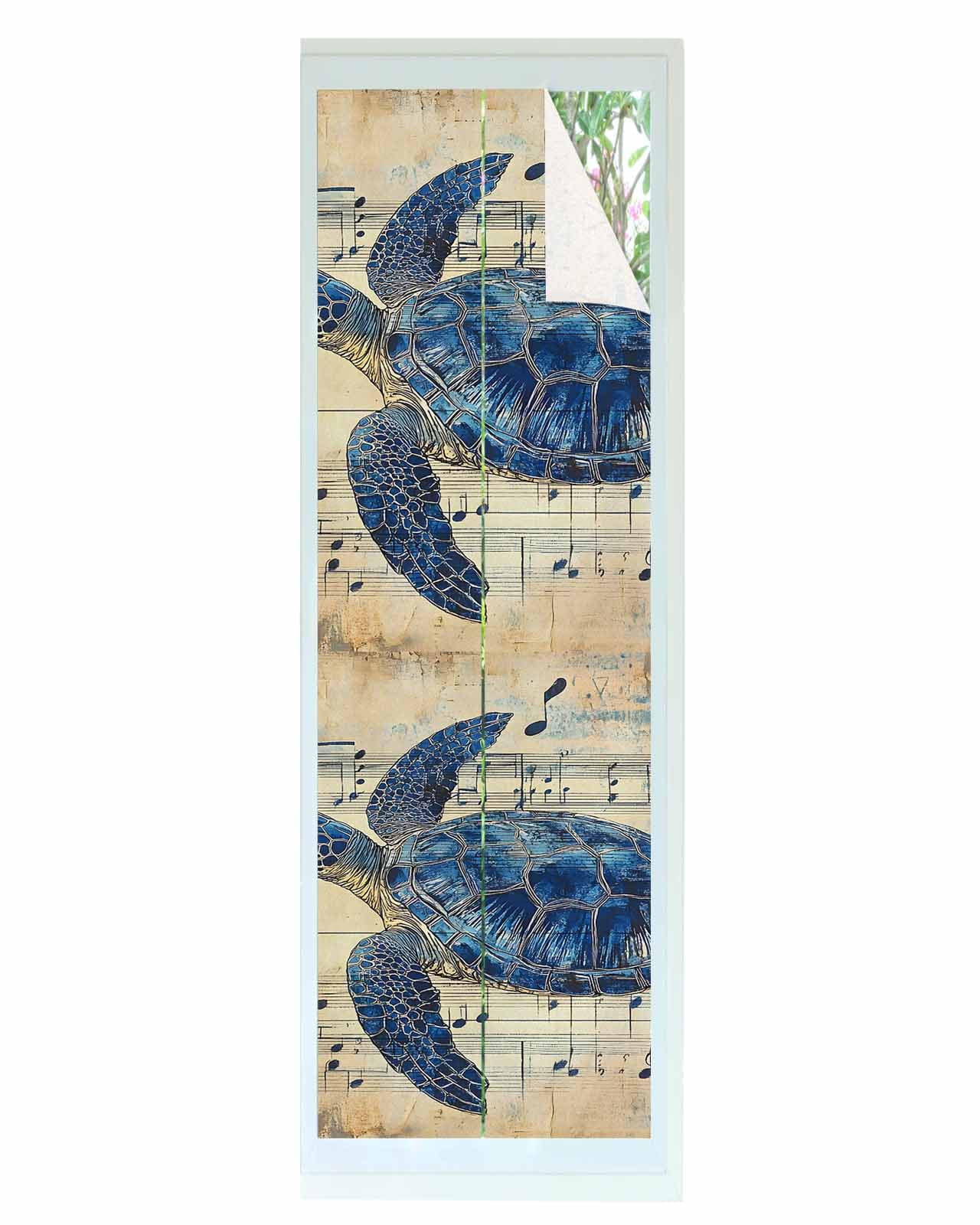 Window Privacy Film Blue Sea Turtle Stained Glass Window Film ...