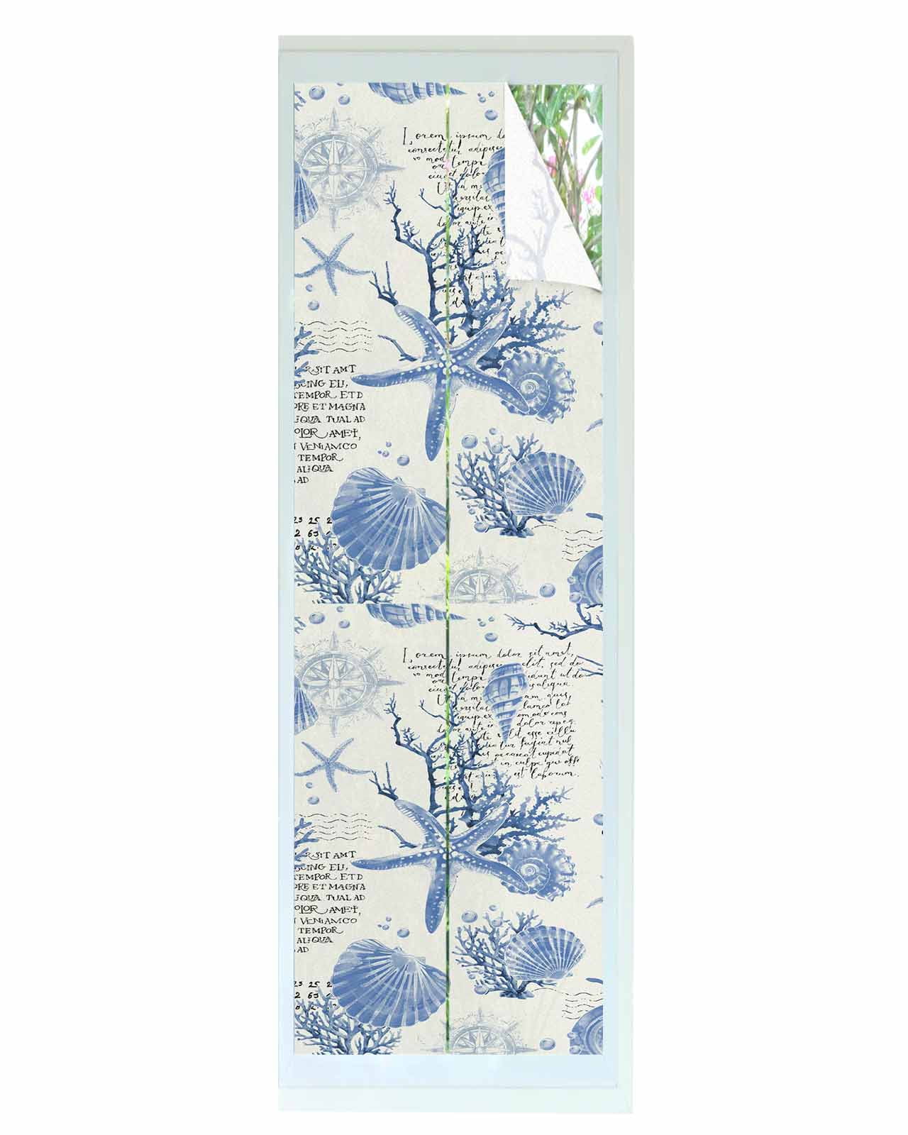 Window Privacy Film Blue Seashells Stained Glass Window Film Decorative ...