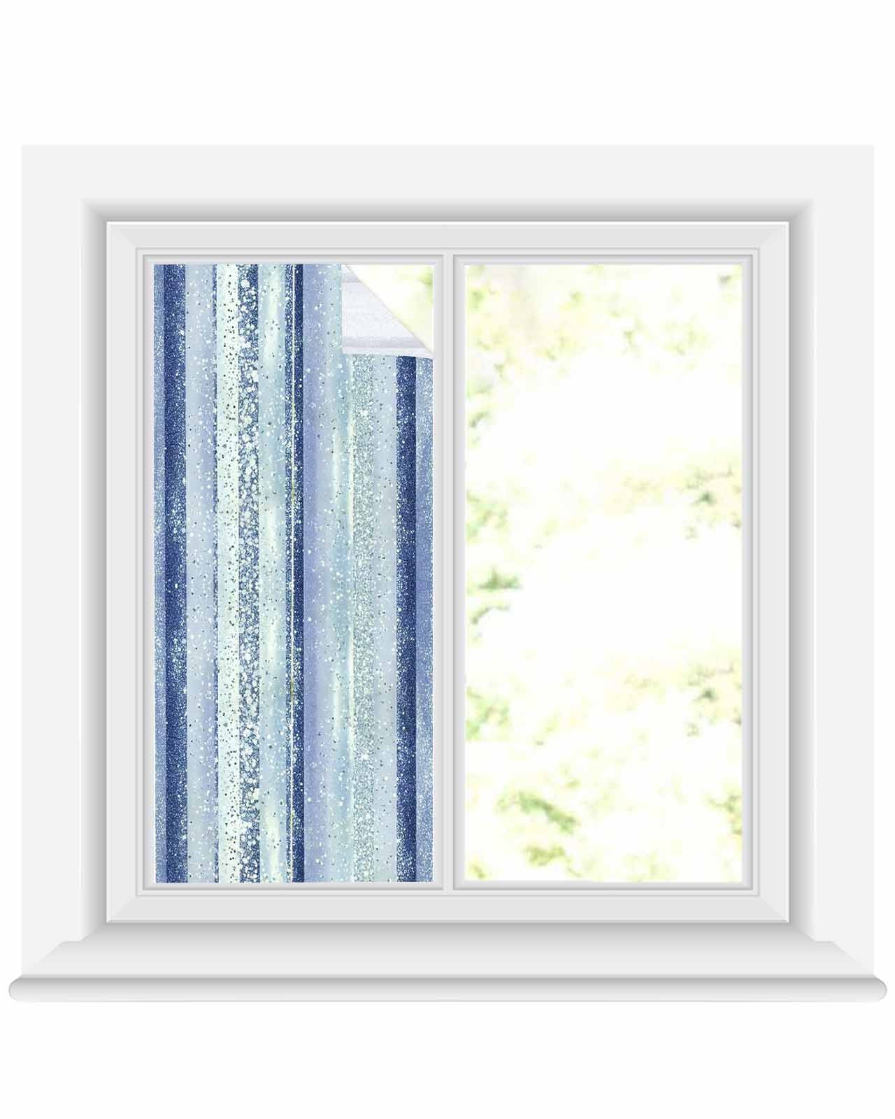 Window Privacy Film Blue Stained Glass Window Film Decorative Sun Block ...