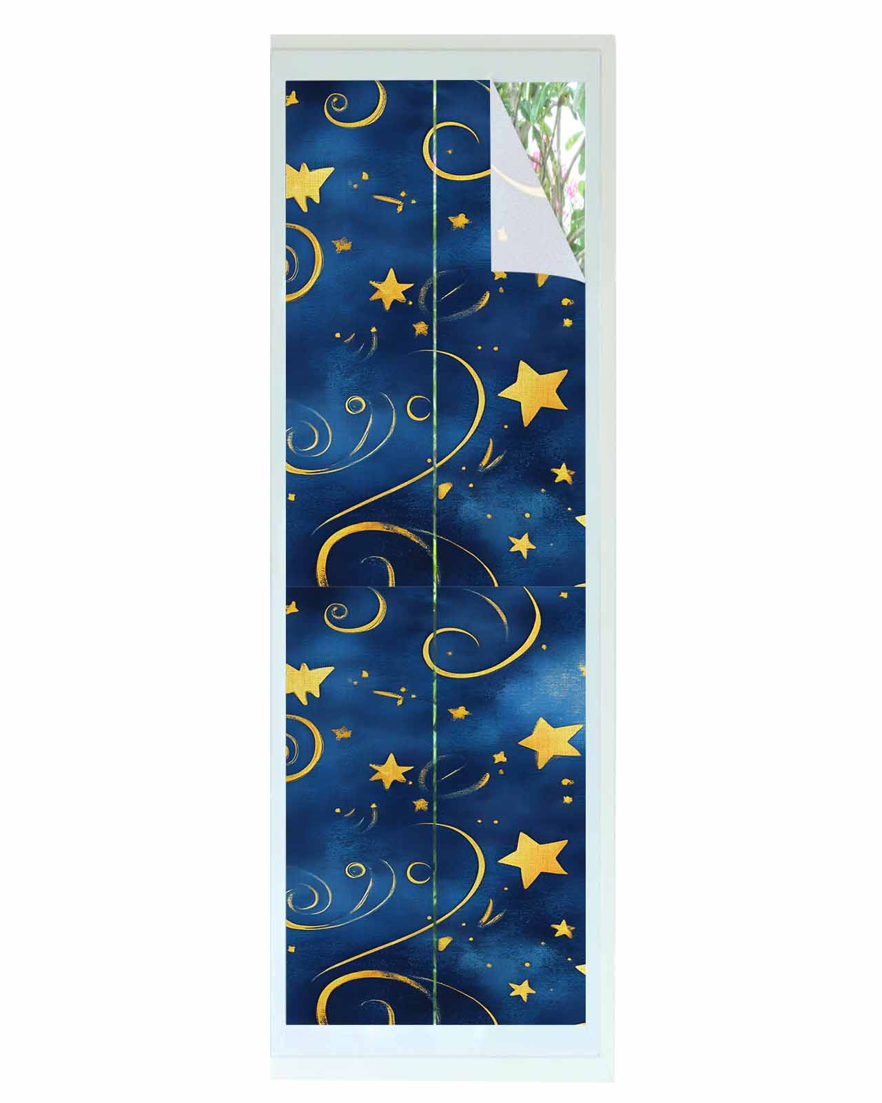 Window Privacy Film Blue Starry Sky Stained Glass Window Film ...