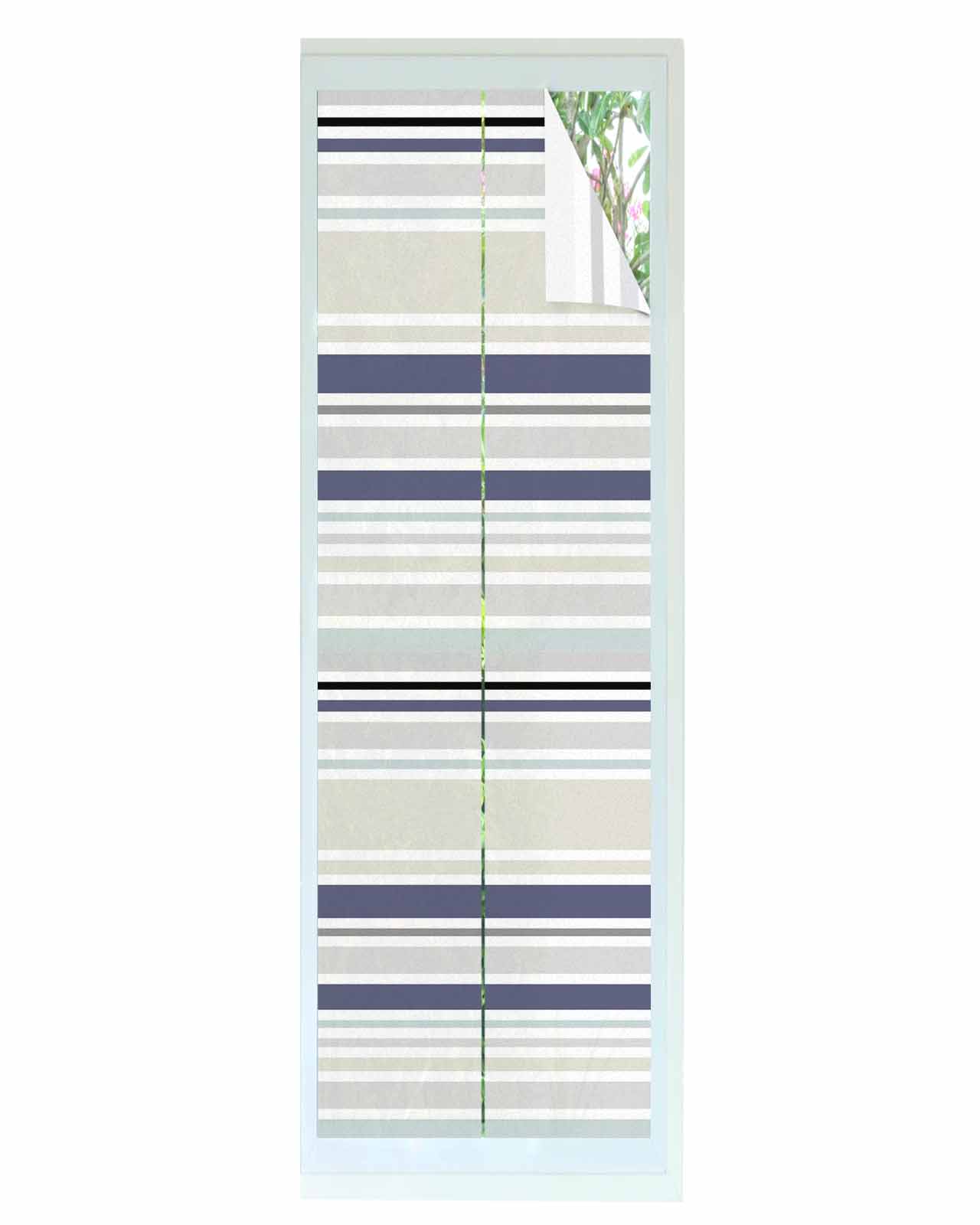 Window Privacy Film Blue Stripe Stained Glass Window Film Decorative ...