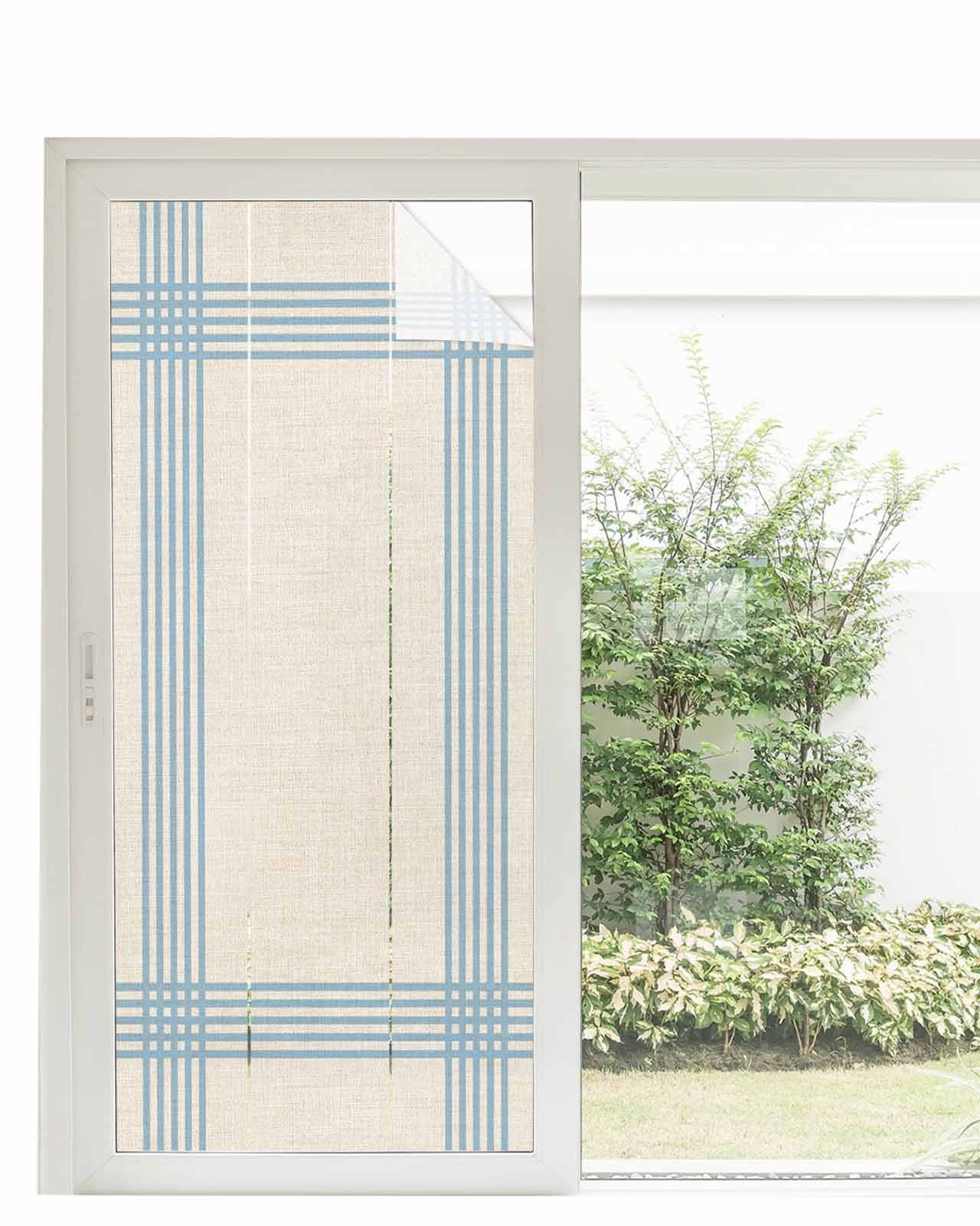 Window Privacy Film Blue Striped Stained Glass Window Film Decorative ...
