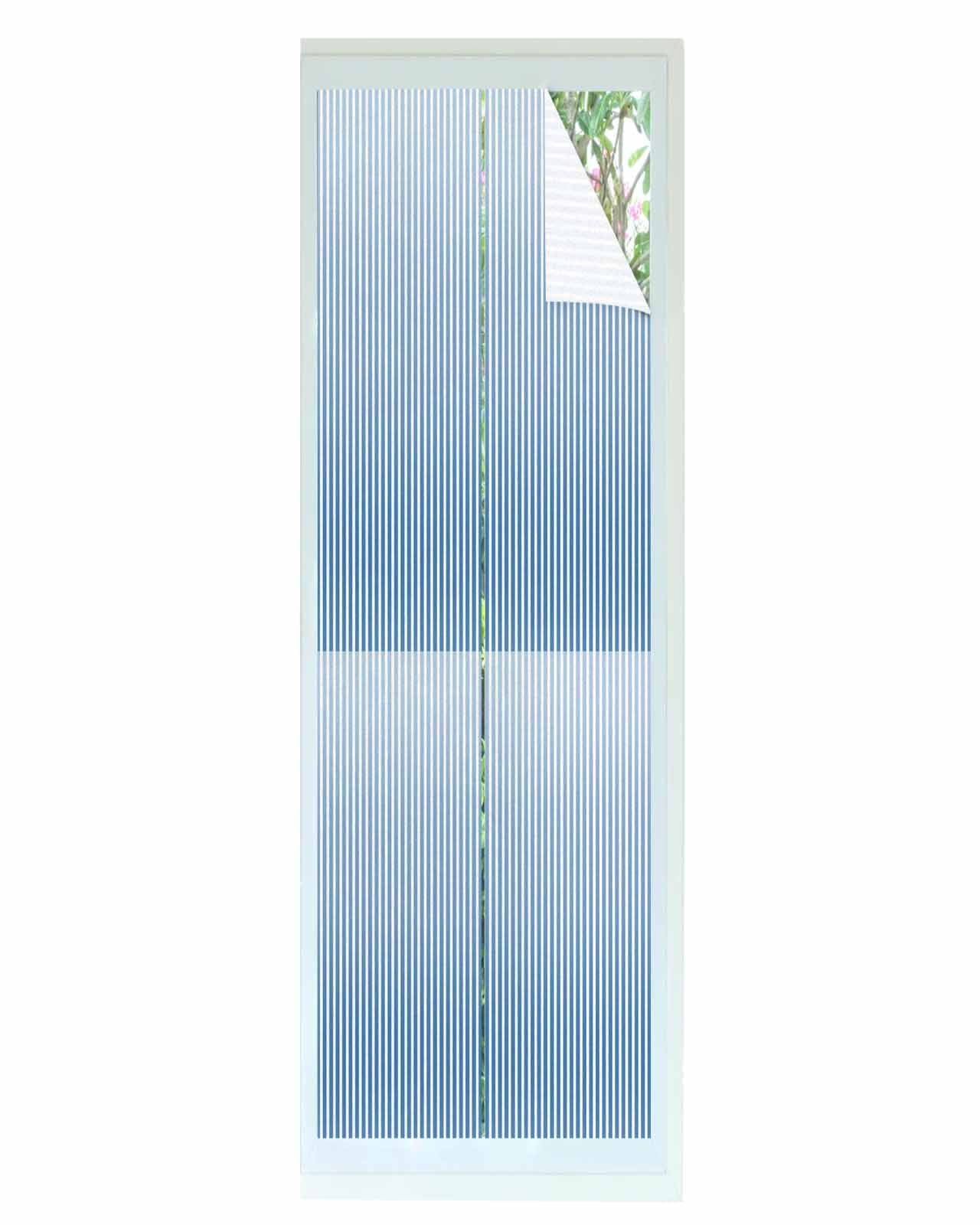 Window Privacy Film Blue Striped Stained Glass Window Film Decorative ...