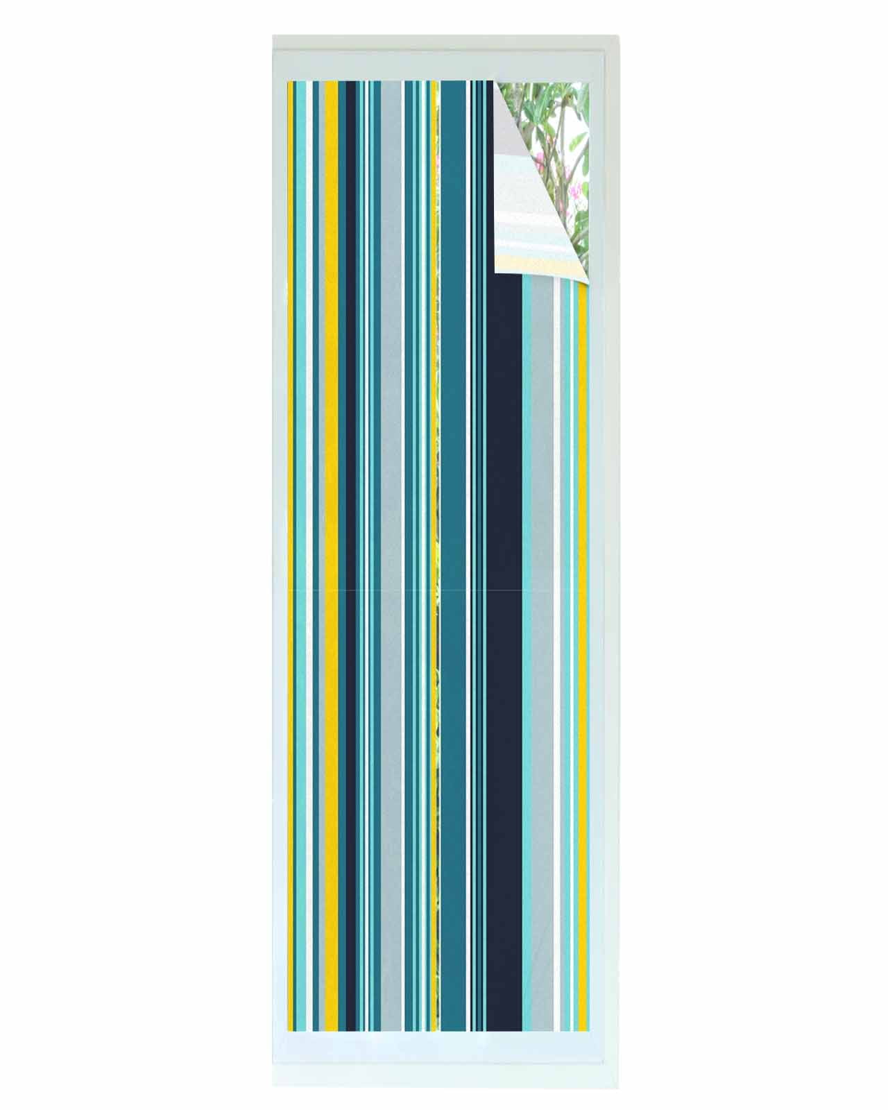 Window Privacy Film Blue Striped Stained Glass Window Film Decorative ...
