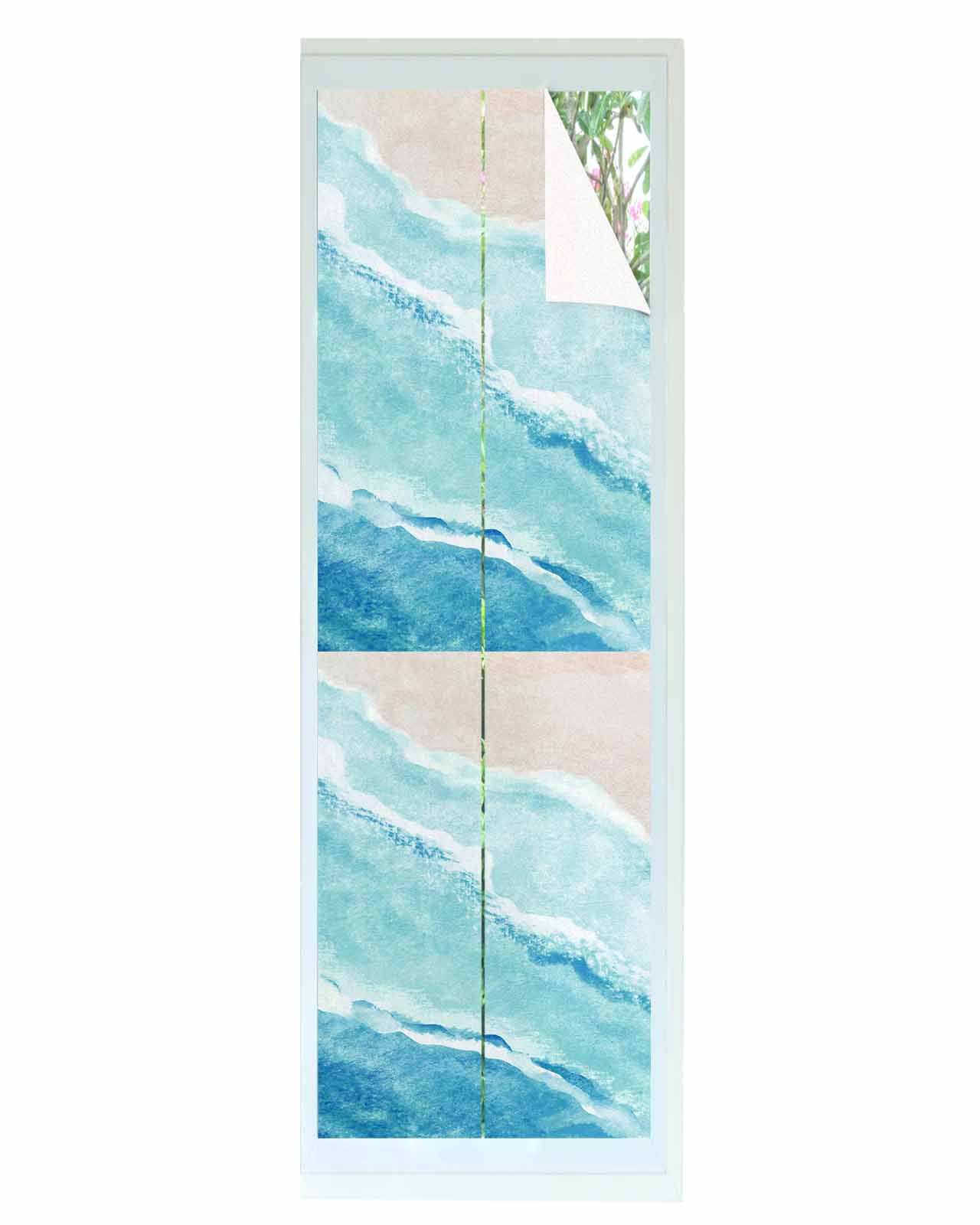 Window Privacy Film,Blue Turquoise Coastal Ombre Sun Blocking Window ...