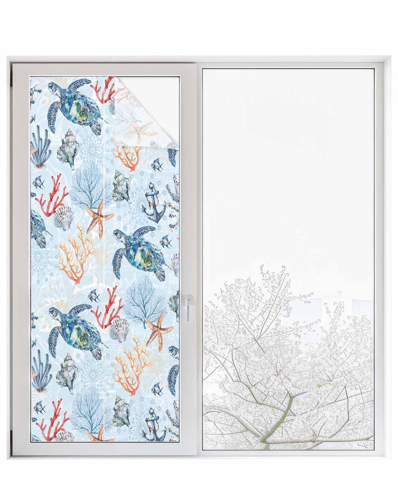 Window Privacy Film, Blue Turtle Starfish UV Sun Blocking Window Tint ...
