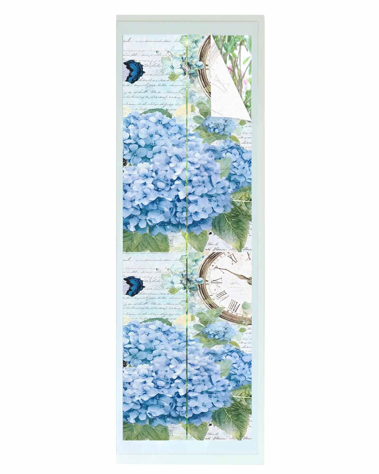 Window Privacy Film Blue Vintage Hydrangea Stained Glass Window Film ...