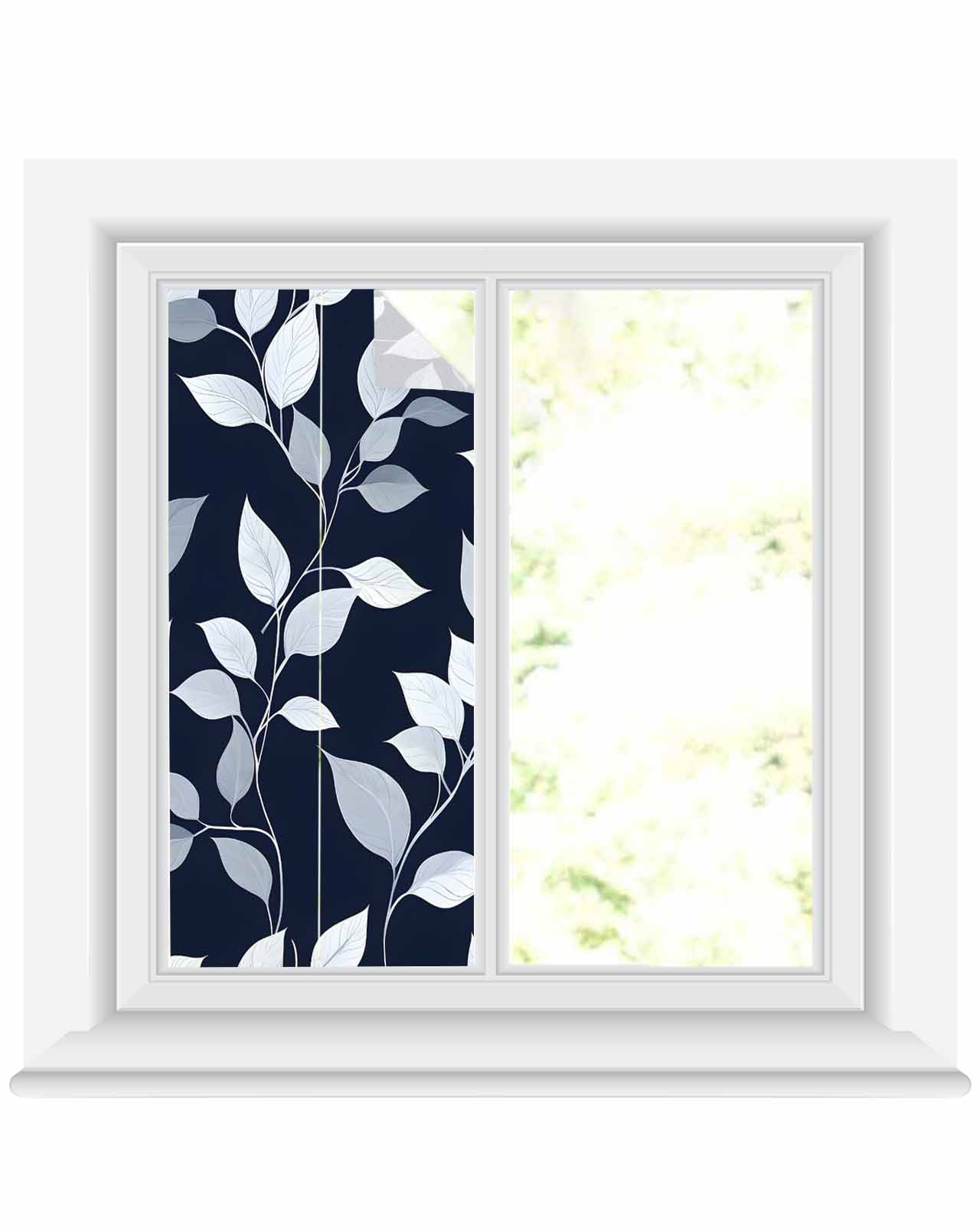 Window Privacy Film Blue White Eucalyptus Stained Glass Window Film ...
