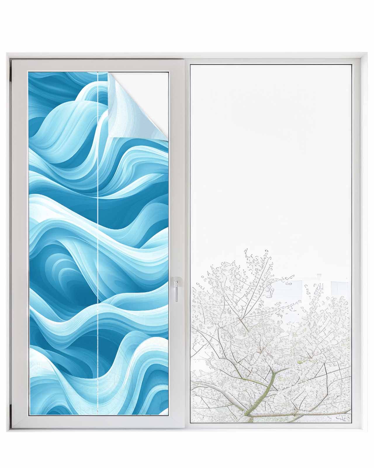 Window Privacy Film Blue White Ombre Stained Glass Window Film ...