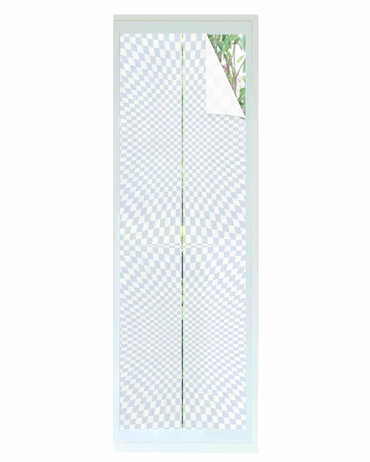 Window Privacy Film Blue White Plaid Stained Glass Window Film ...