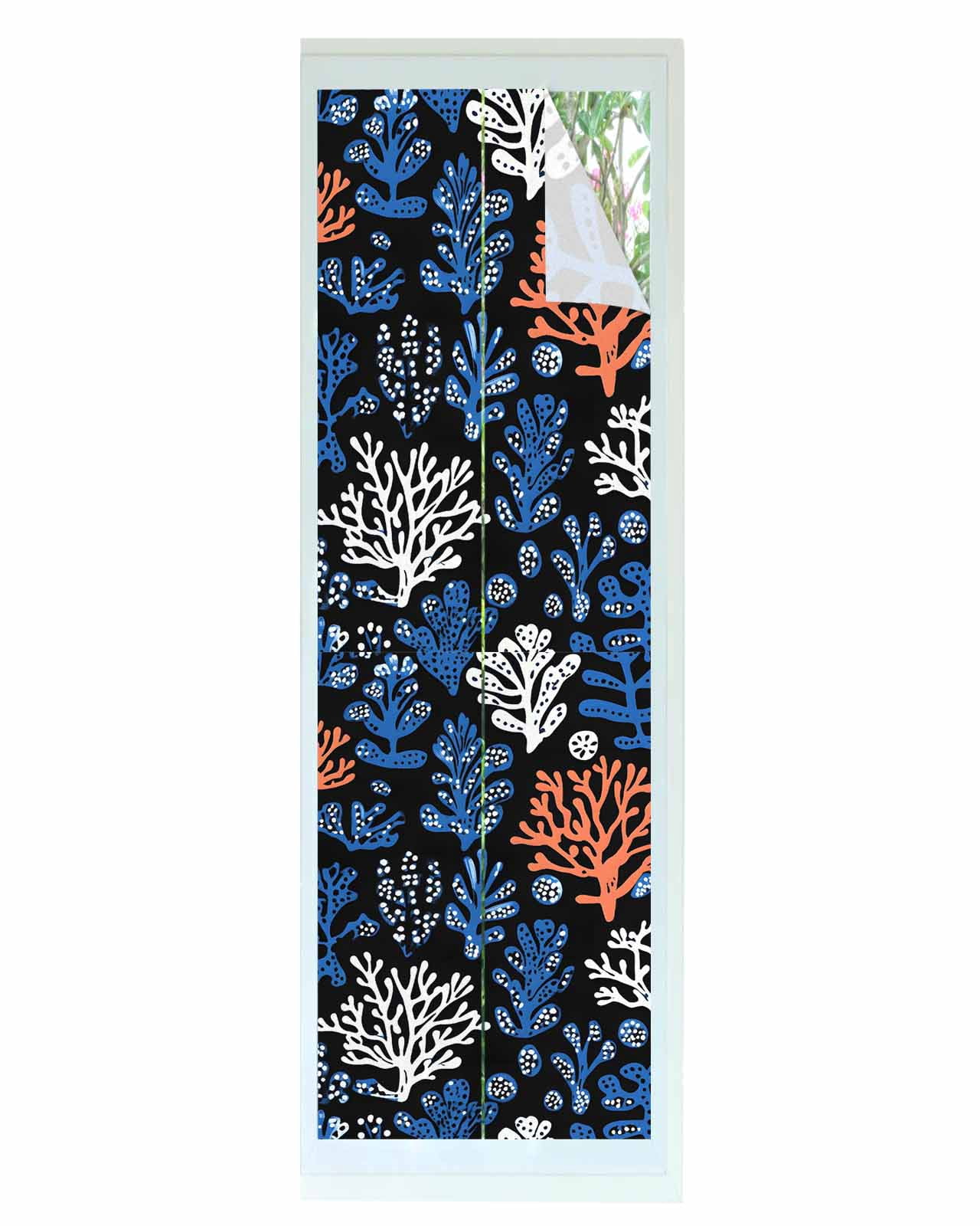 Window Privacy Film Blue White Red Coral Stained Glass Window Film ...