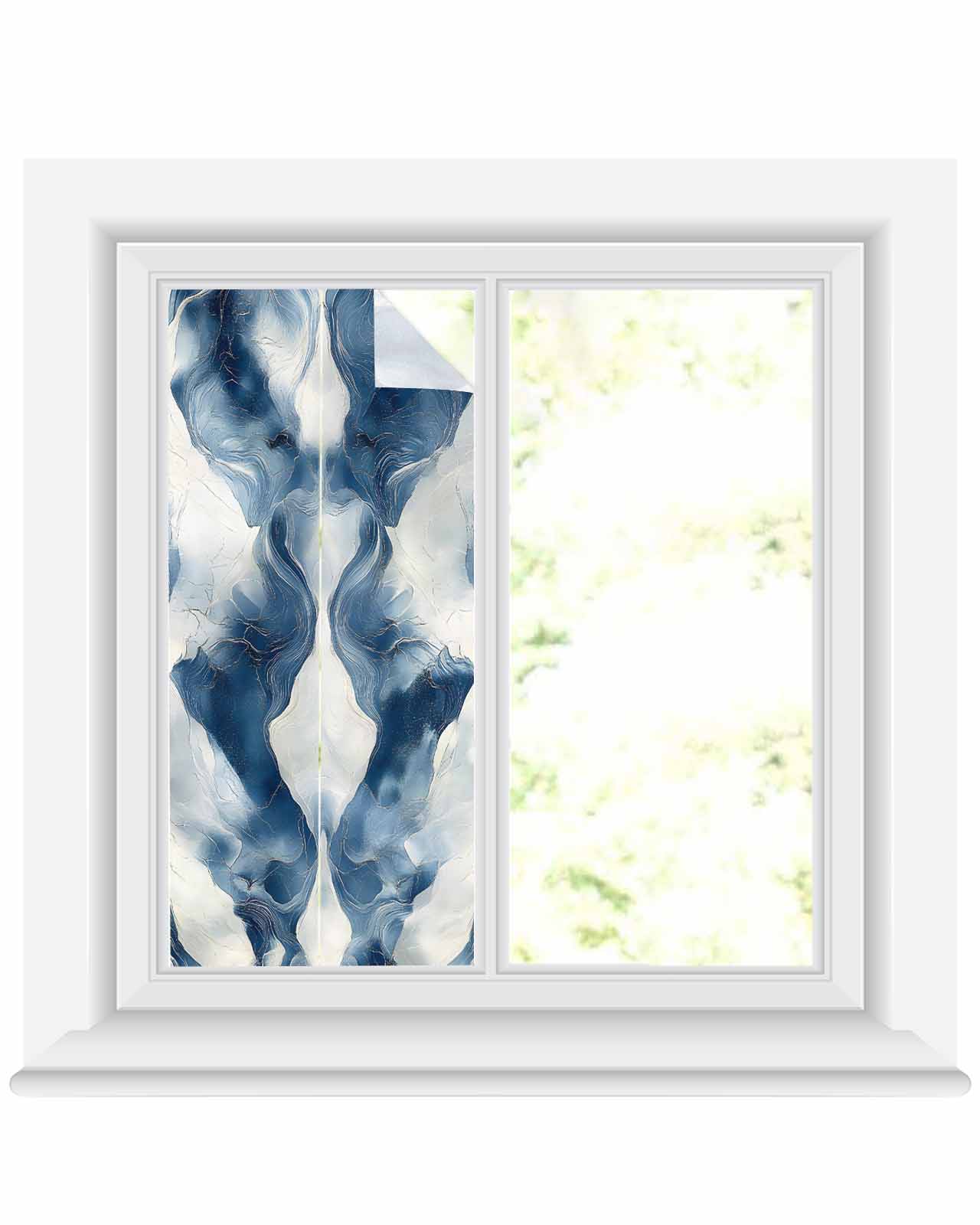 Window Privacy Film Blue White Wave Abstract Stained Glass Window Film ...