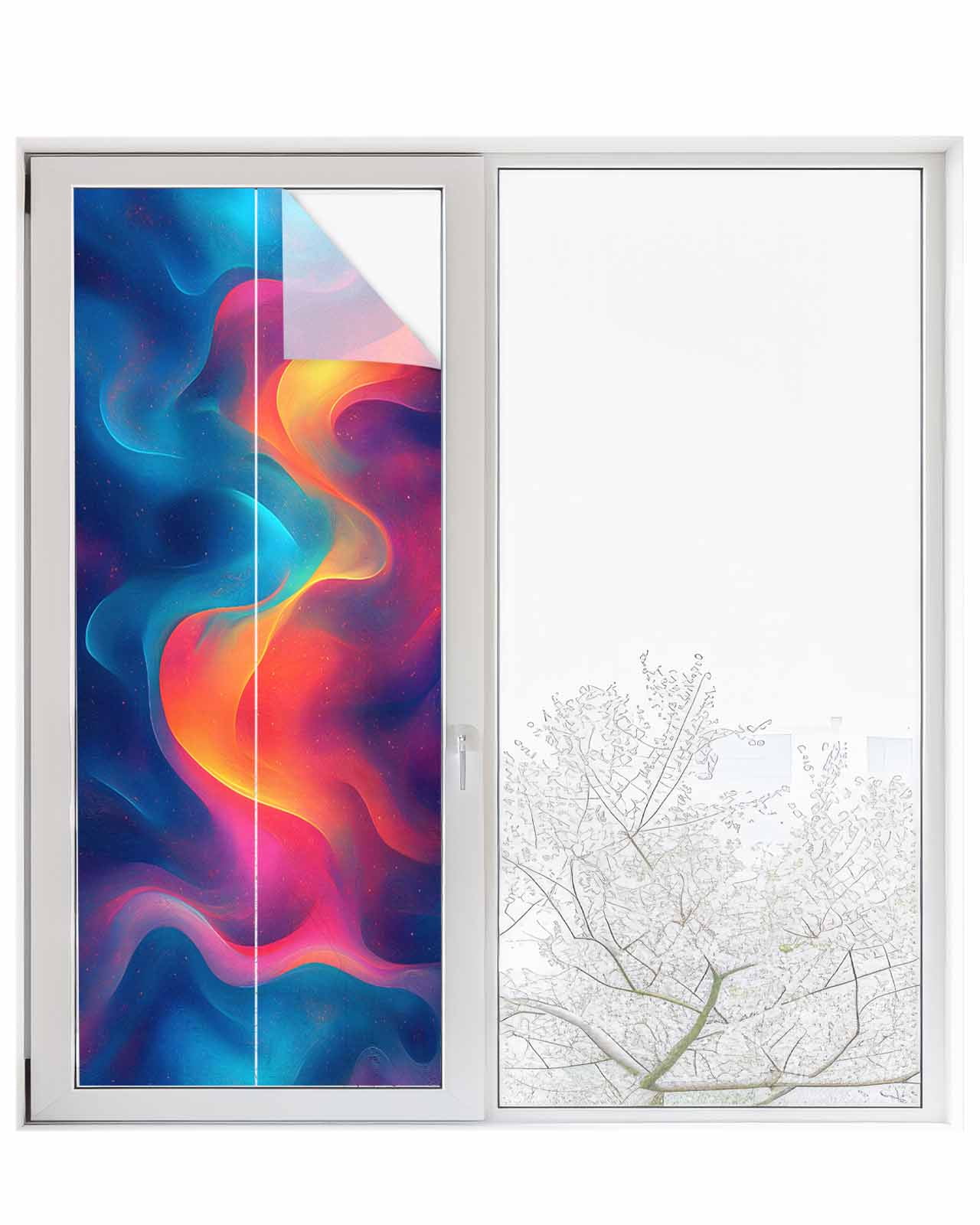 Window Privacy Film Blue Yellow Pink Stained Glass Window Film ...