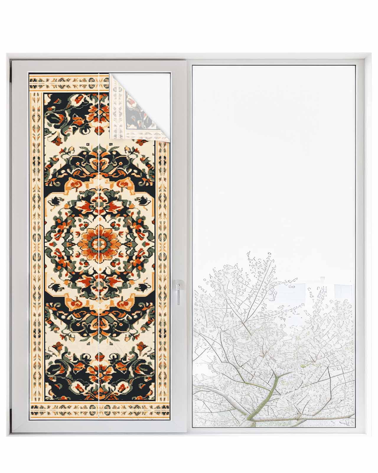 Window Privacy Film Bohemian Floral Stained Glass Window Film ...