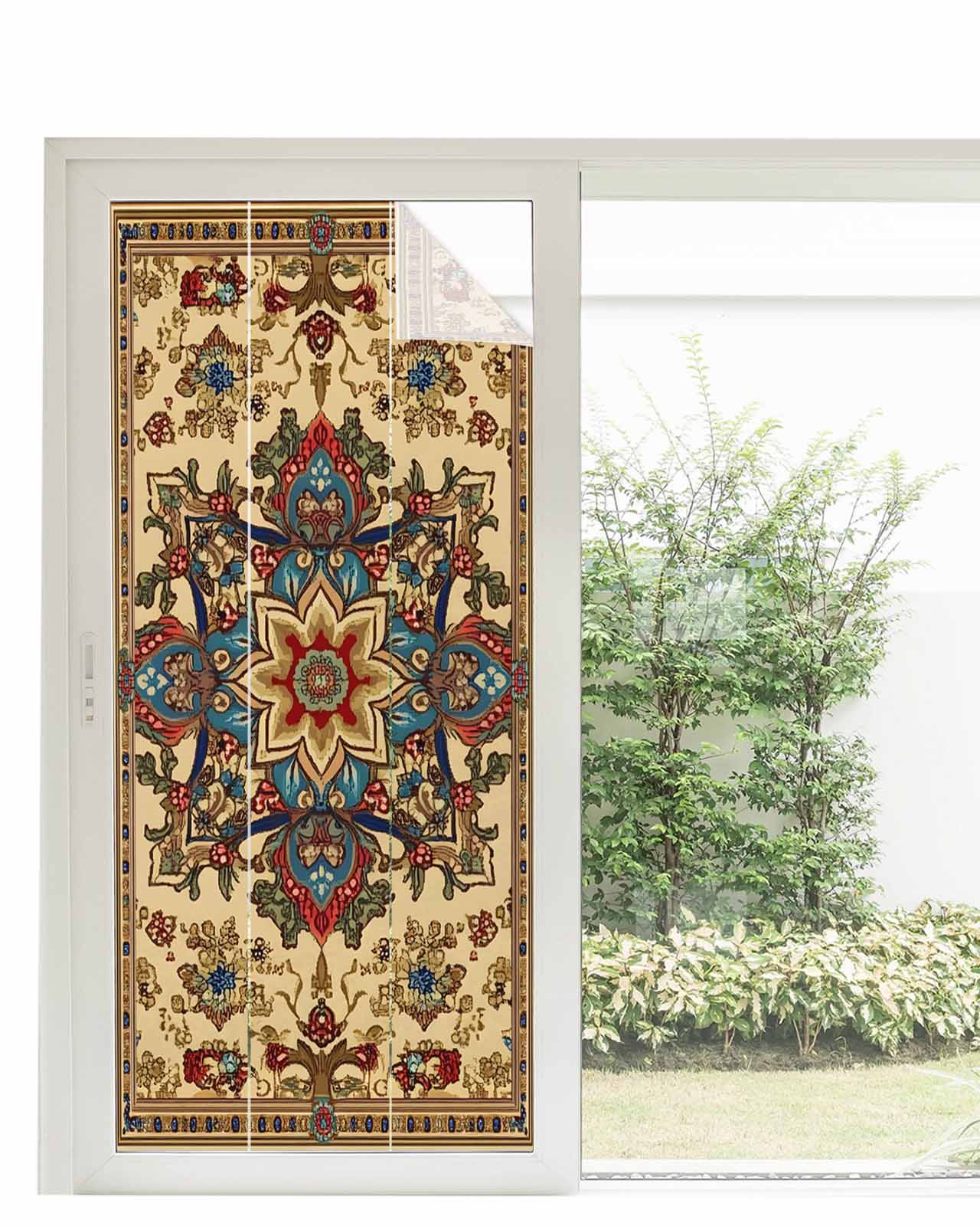 Window Privacy Film Boho Flower Stained Glass Window Film Decorative ...