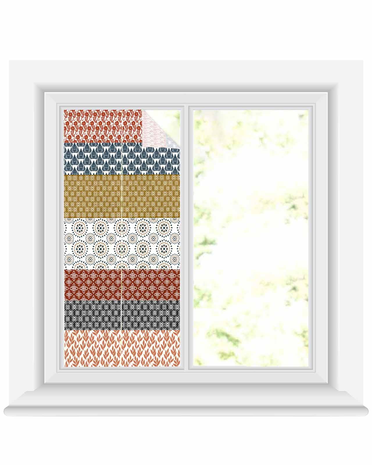 Window Privacy Film Boho Geometric Stained Glass Window Film Decorative ...