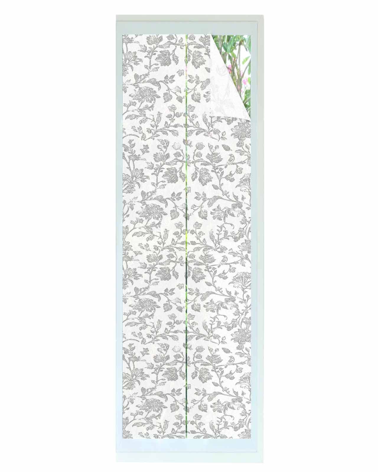 Window Privacy Film Boho Gray Flower Stained Glass Window Film ...