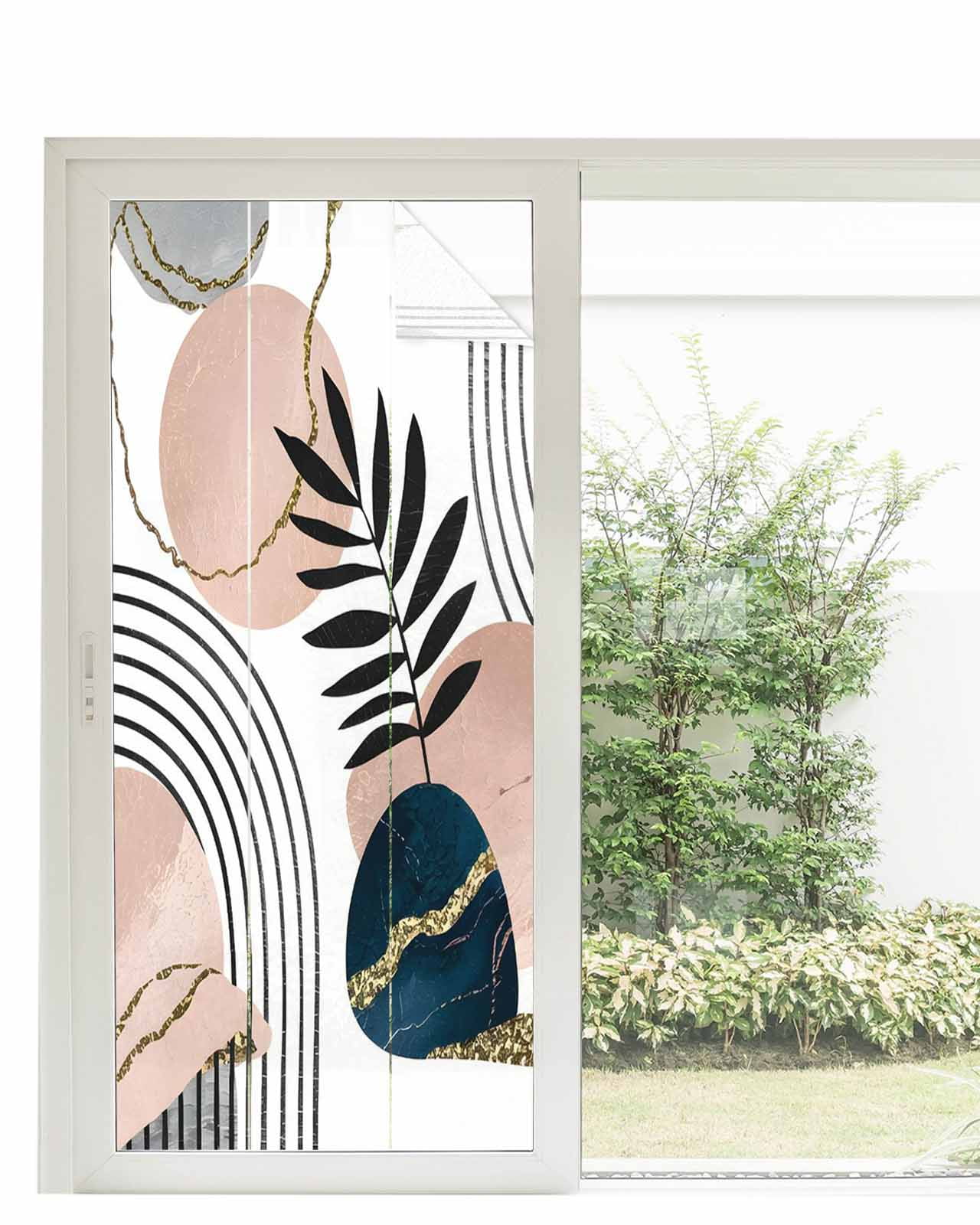 Window Privacy Film Boho Navy Stained Glass Window Film Decorative Sun ...