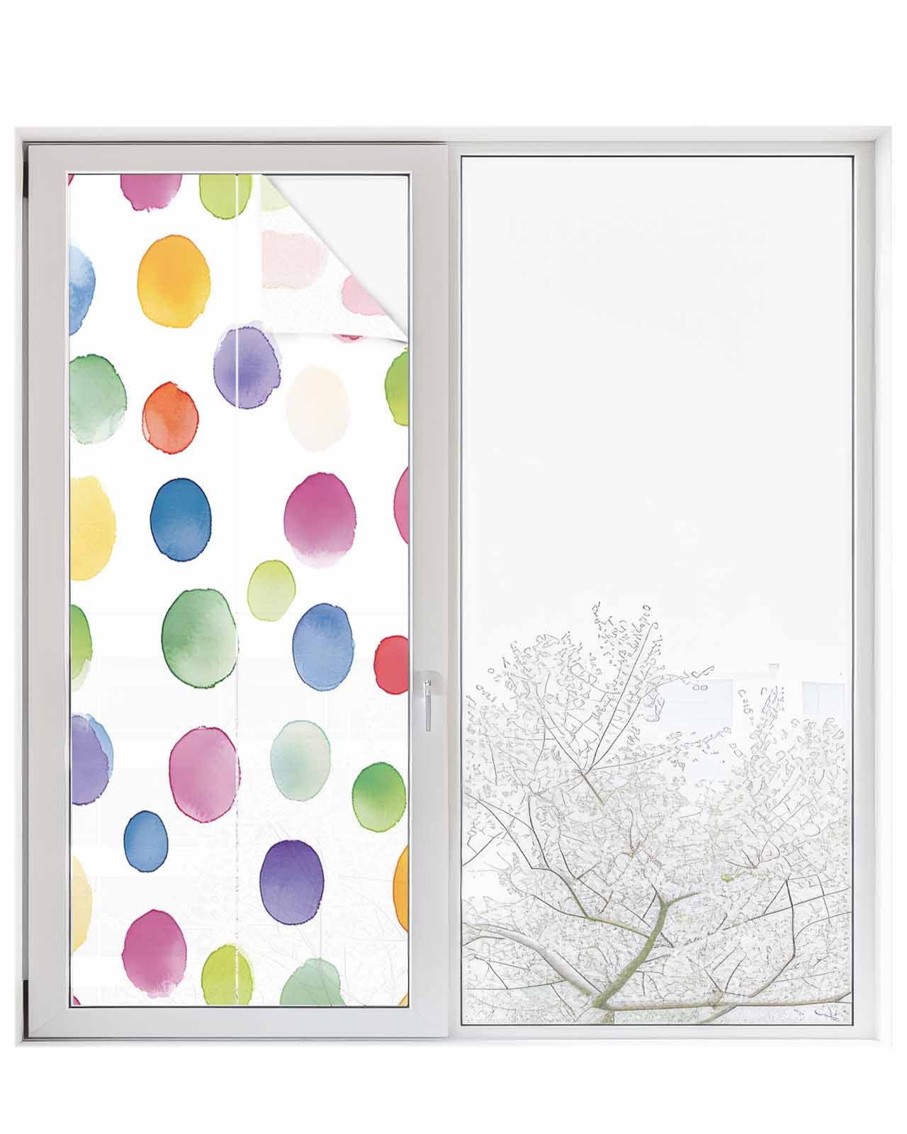 Window Privacy Film Boho Polka Dots Stained Glass Window Film ...