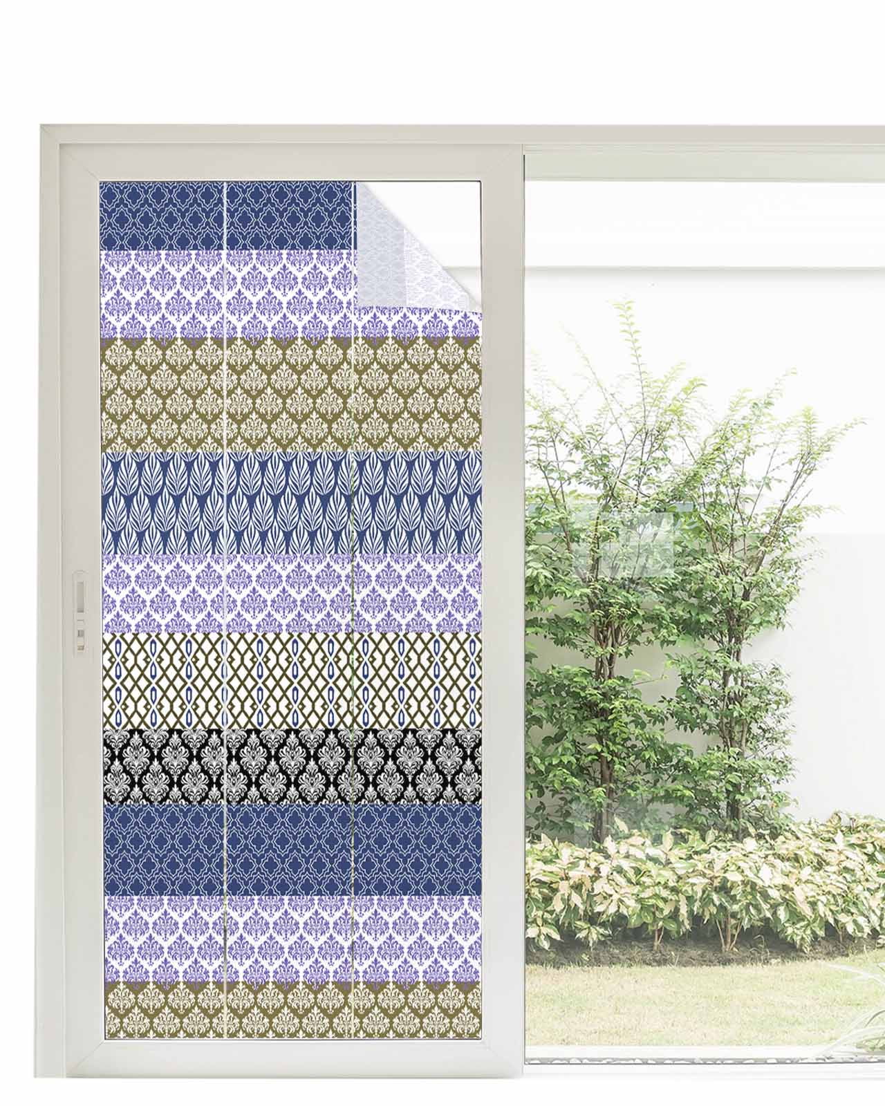 Window Privacy Film Boho Purple Stained Glass Window Film Decorative ...