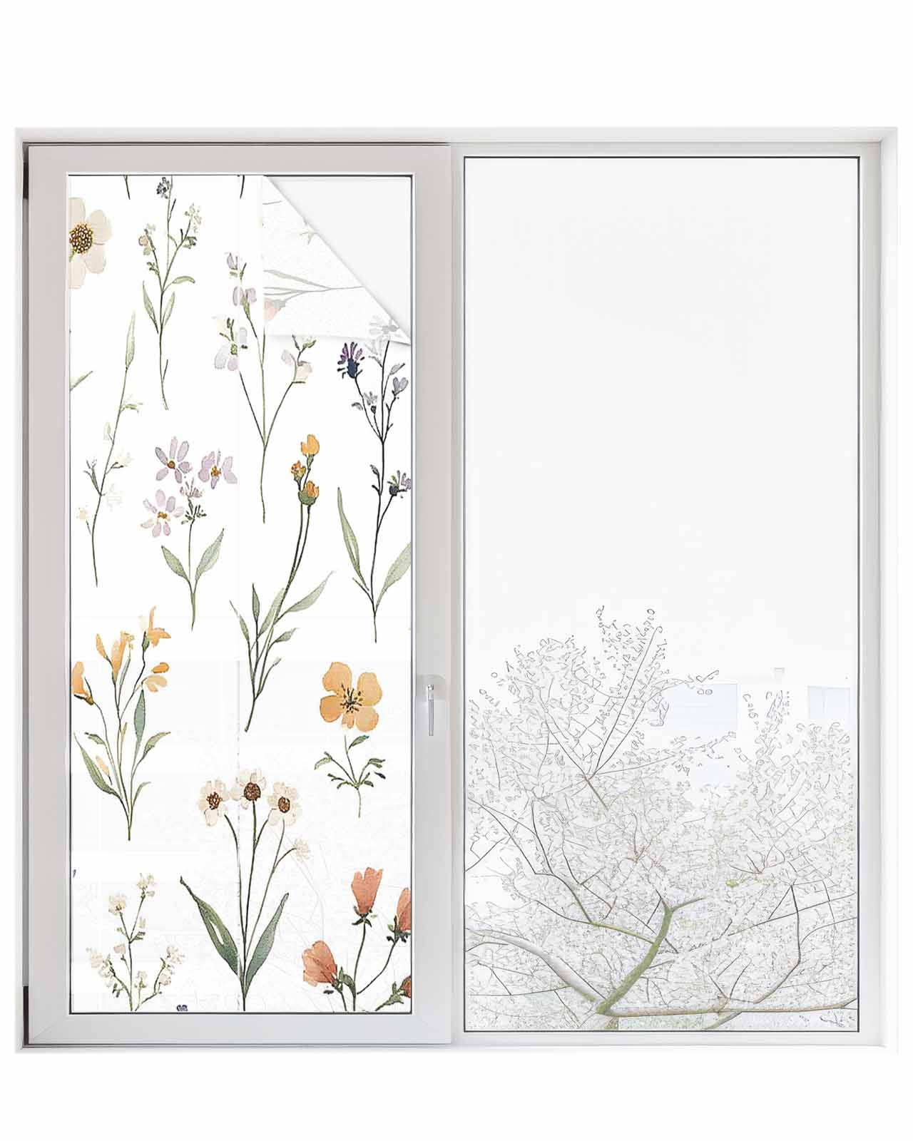 Window Privacy Film Botanical Blossom Floral Stained Glass Window Film ...