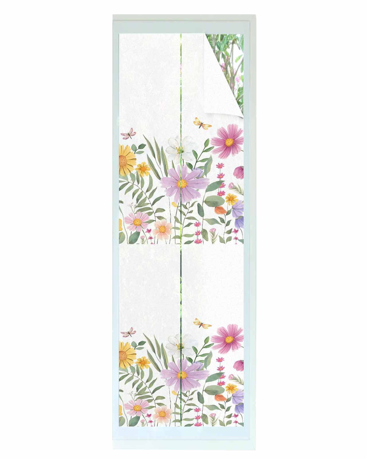 Window Privacy Film Botanical Floral Stained Glass Window Film ...