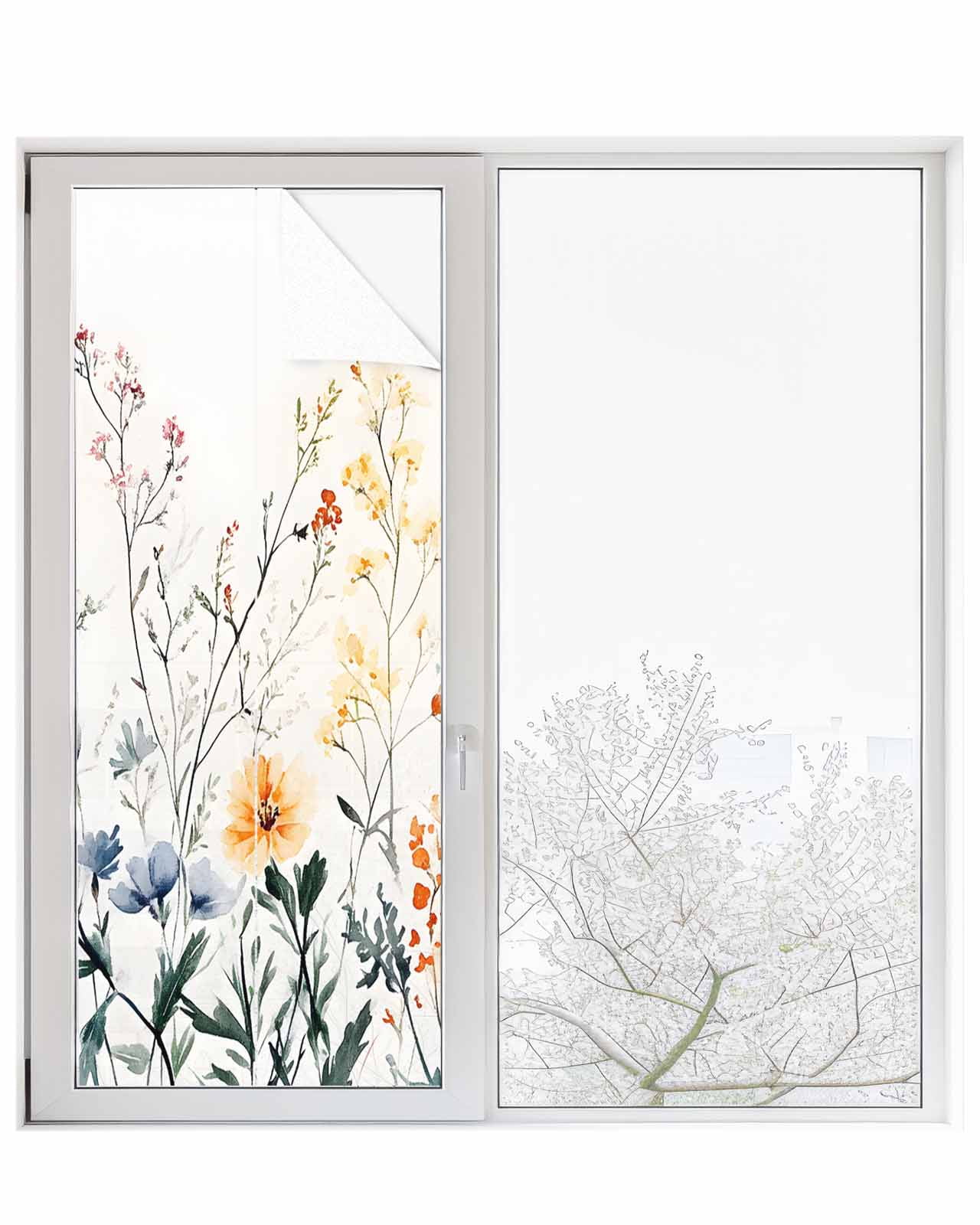 Window Privacy Film Botanical Floral Stained Glass Window Film ...