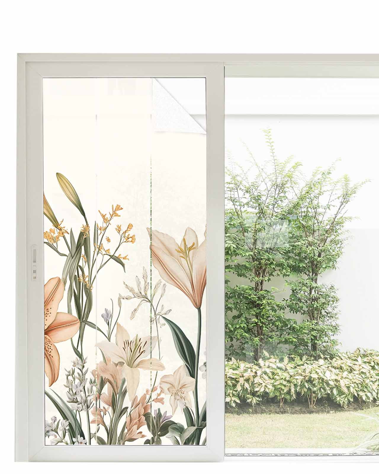Window Privacy Film Botanical Flower Stained Glass Window Film ...