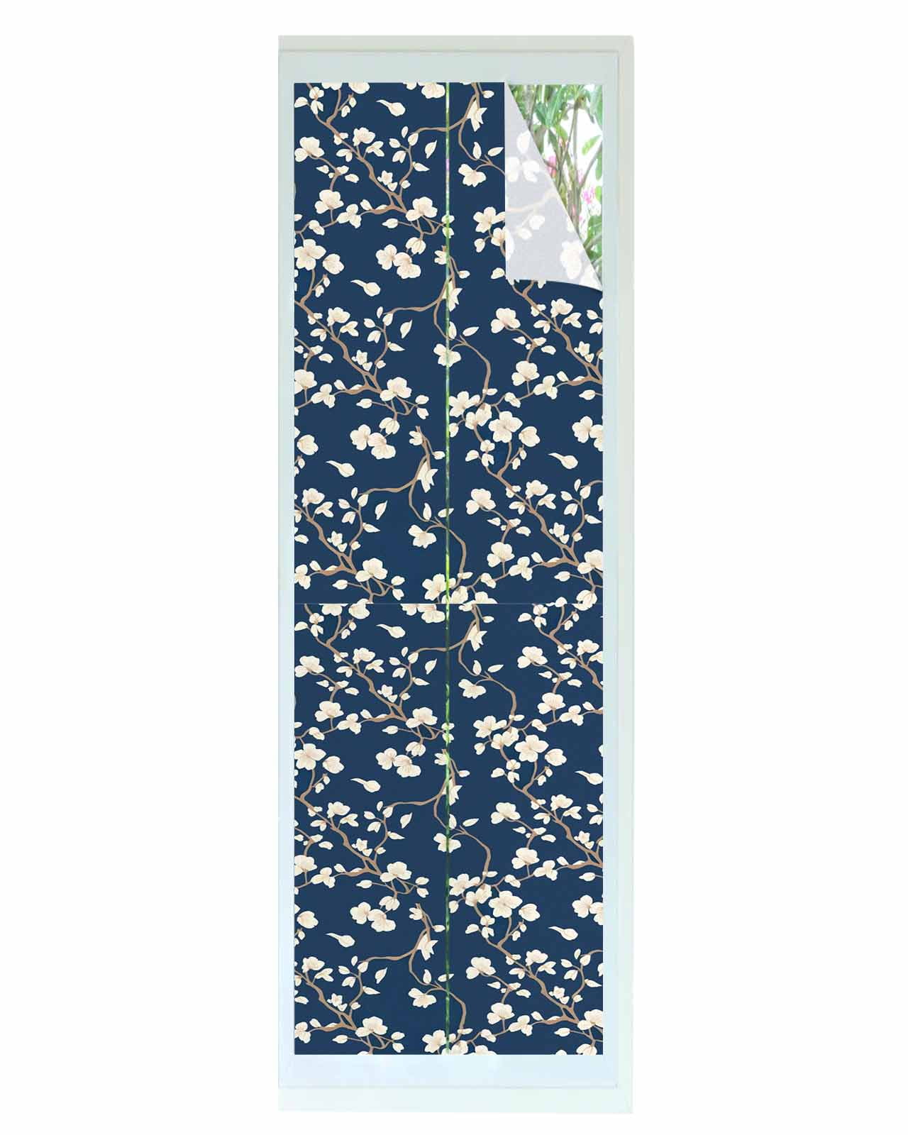 Window Privacy Film Botanical Flower Stained Glass Window Film ...