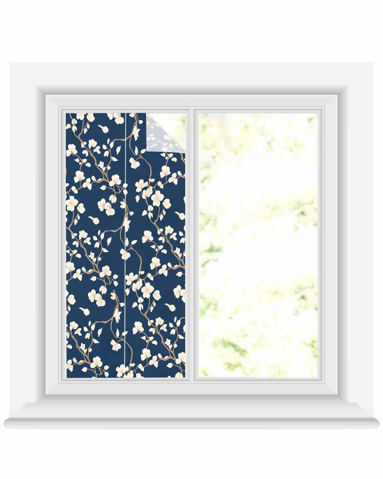 Window Privacy Film Botanical Flower Stained Glass Window Film ...