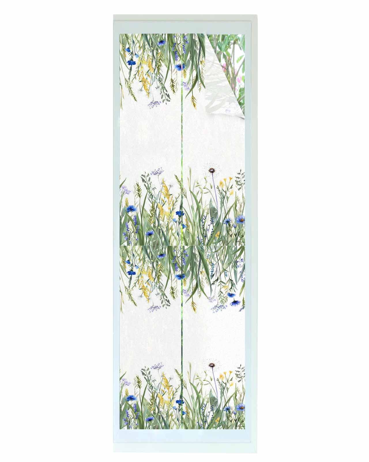 Window Privacy Film Botanical Flower Stained Glass Window Film ...
