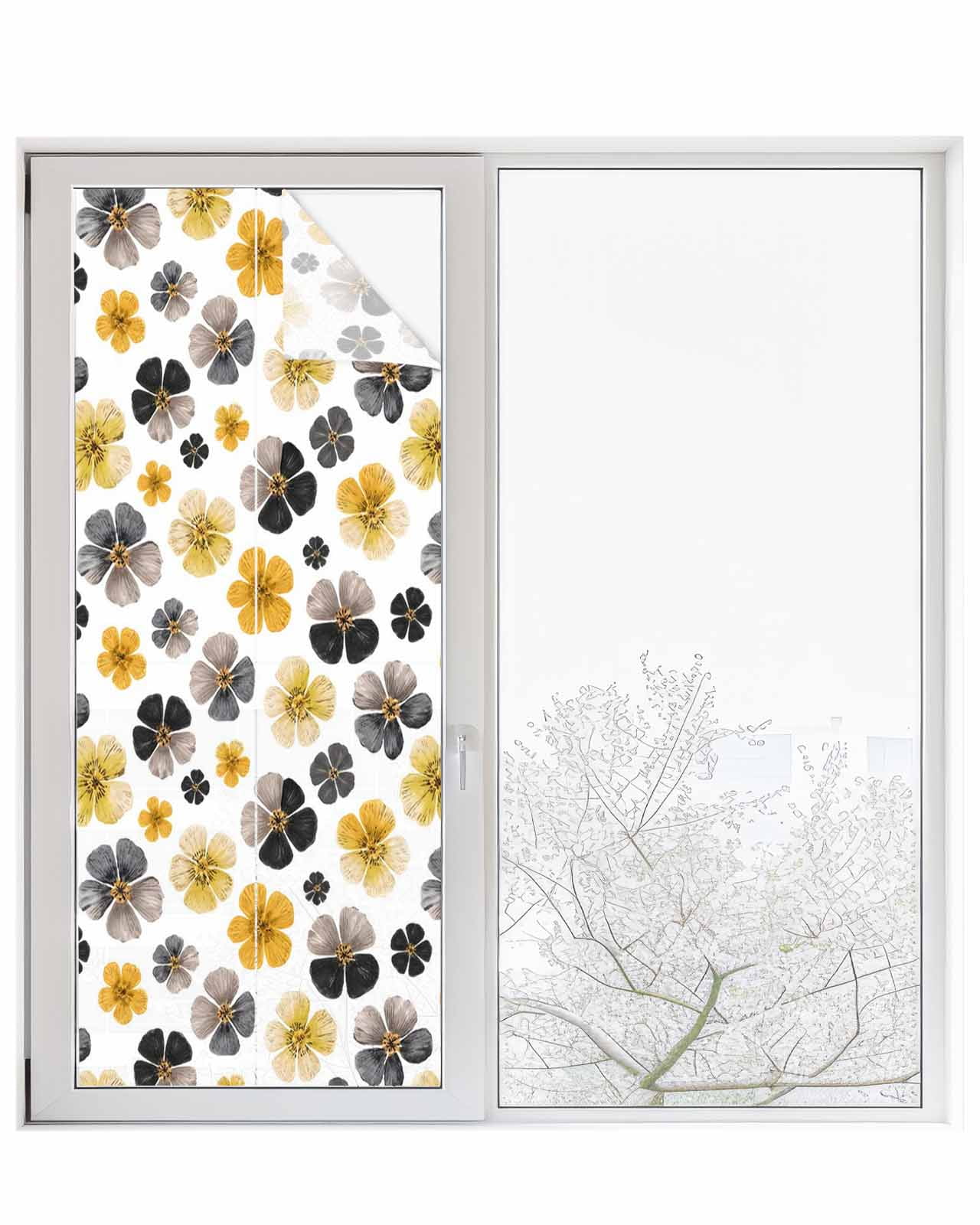 Window Privacy Film Botanical Flowers Stained Glass Window Film ...