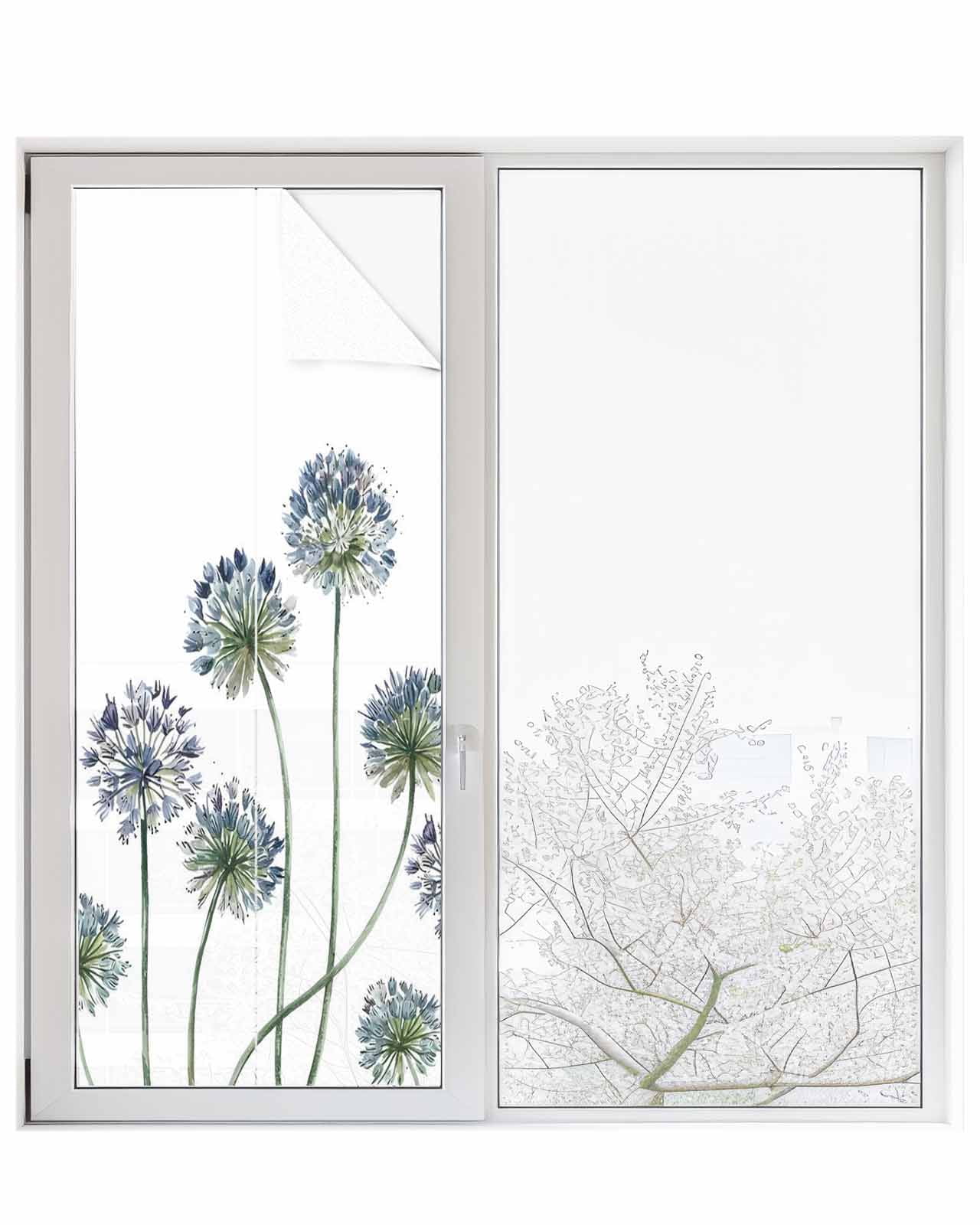 Window Privacy Film Botanical Flowers Stained Glass Window Film ...