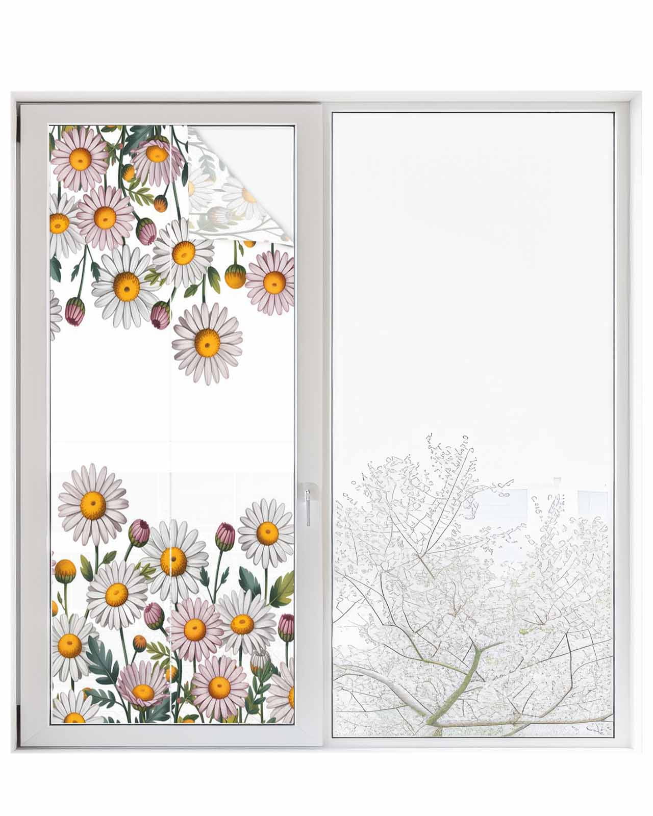 Window Privacy Film Botanical Flowers Stained Glass Window Film ...