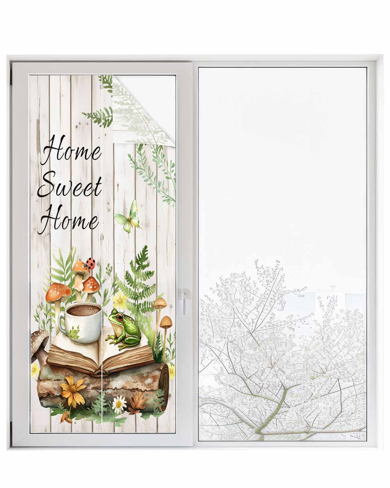Window Privacy Film Botanical Frog Stained Glass Window Film Decorative ...