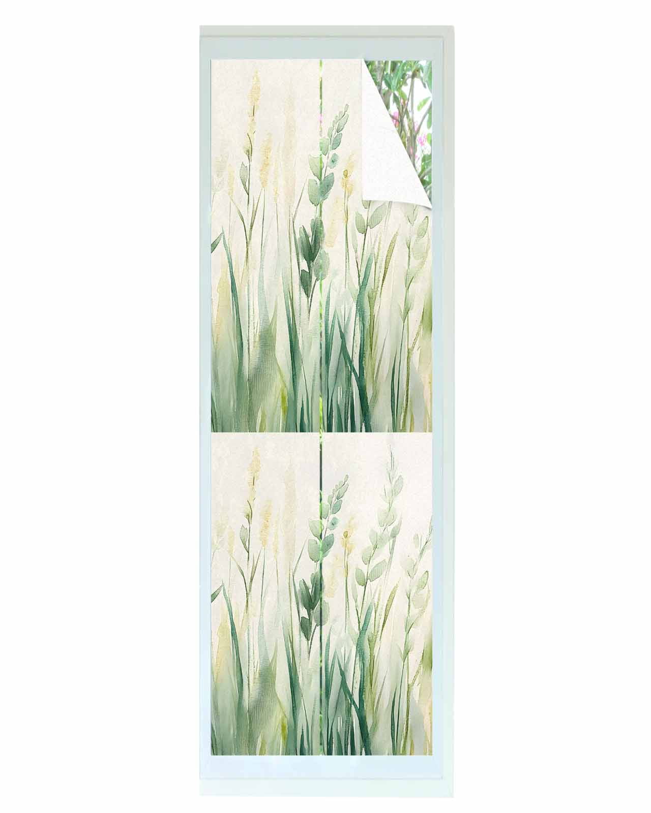 Window Privacy Film Botanical Green Leaf Stained Glass Window Film ...