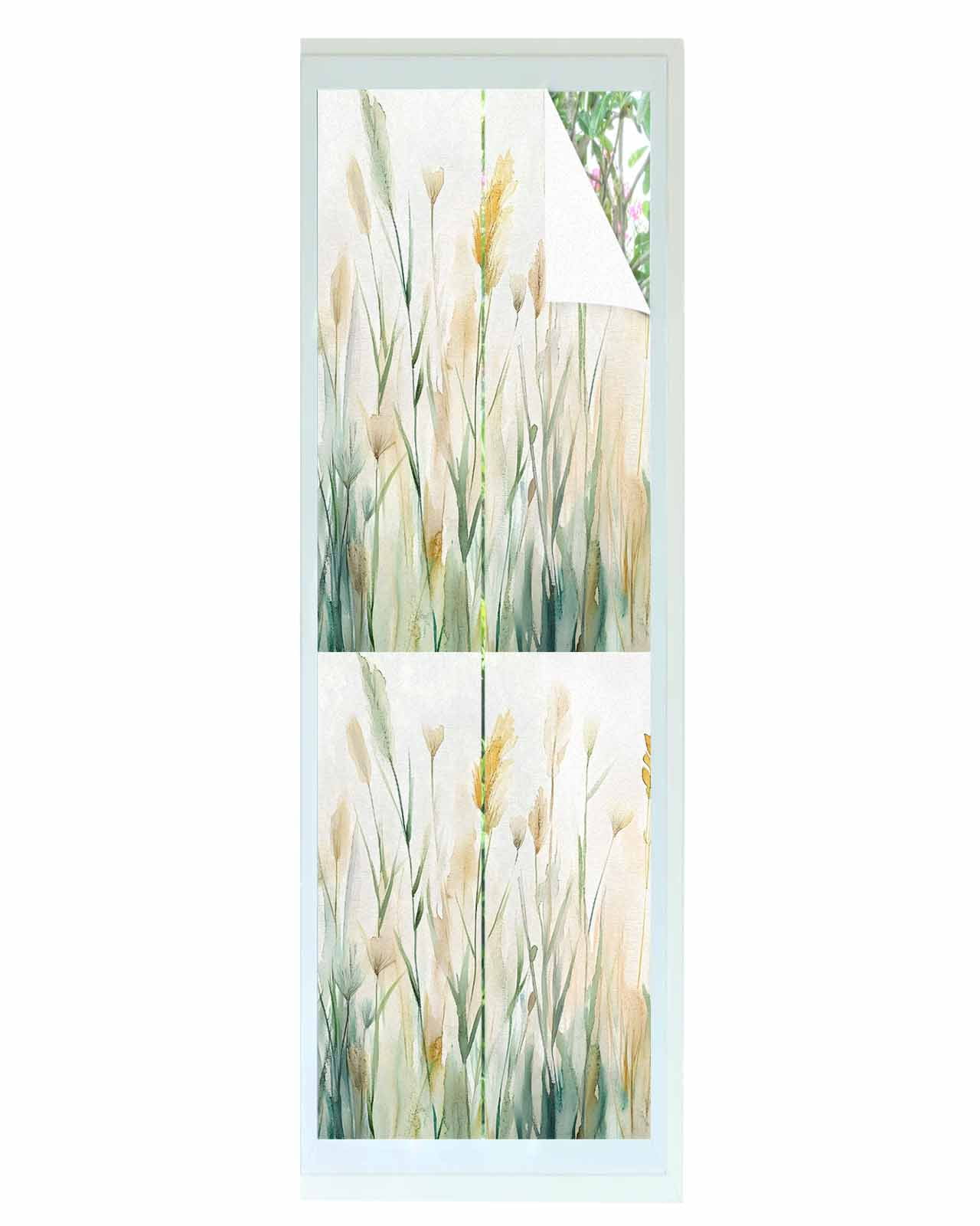 Window Privacy Film Botanical Green Yellow Stained Glass Window Film ...