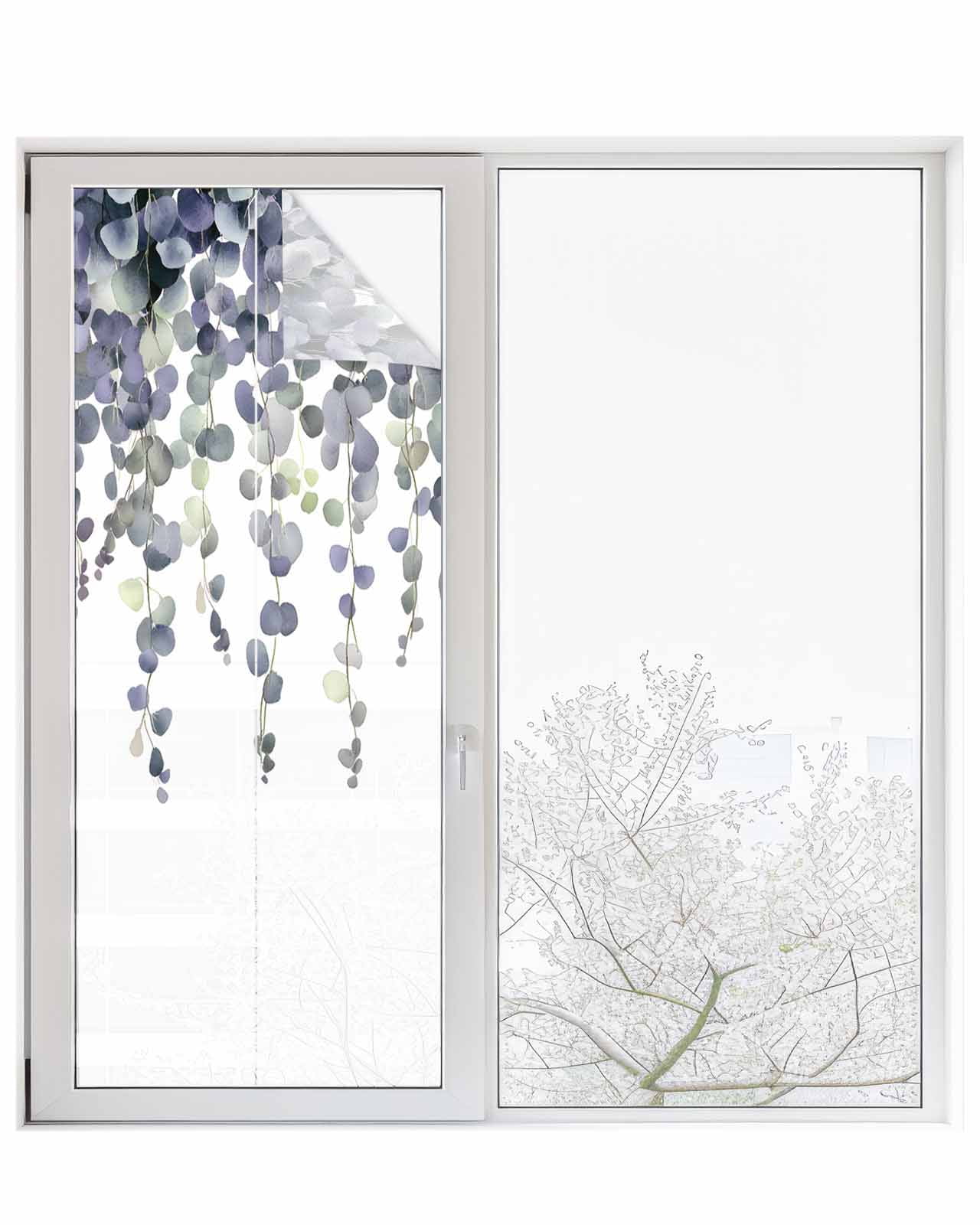 Window Privacy Film Botanical Leaf Stained Glass Window Film Decorative ...