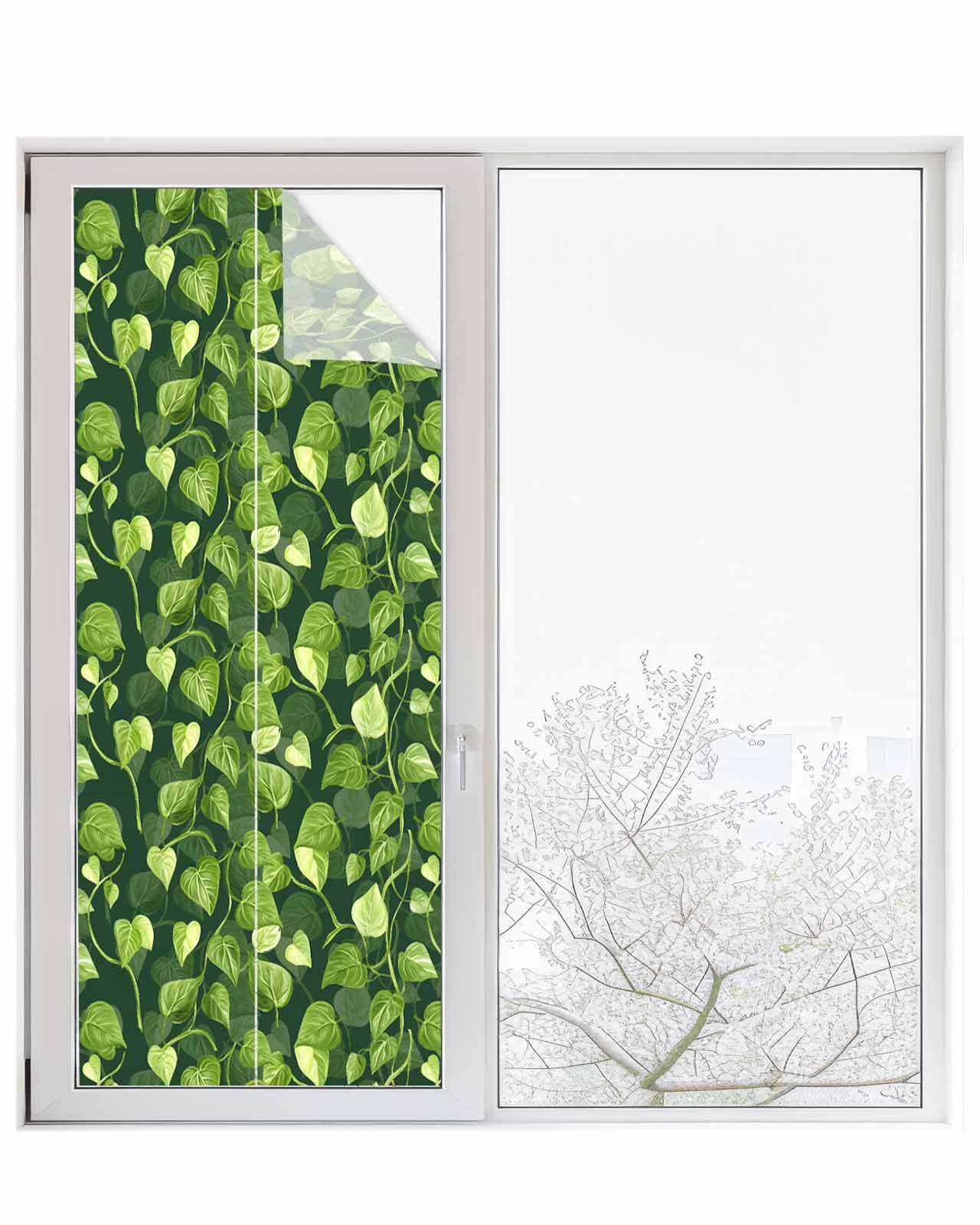 Window Privacy Film Botanical Leaves Stained Glass Window Film ...