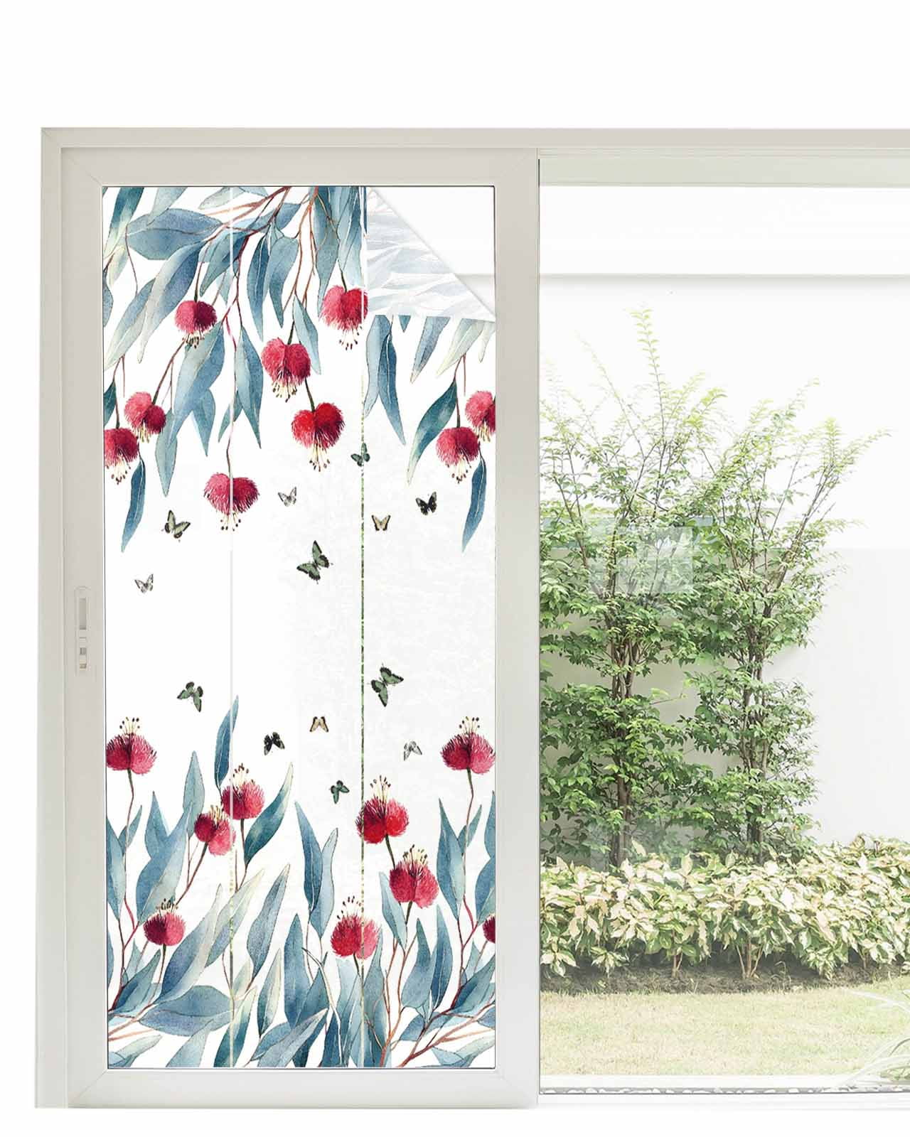 Window Privacy Film Botanical Leaves Stained Glass Window Film ...