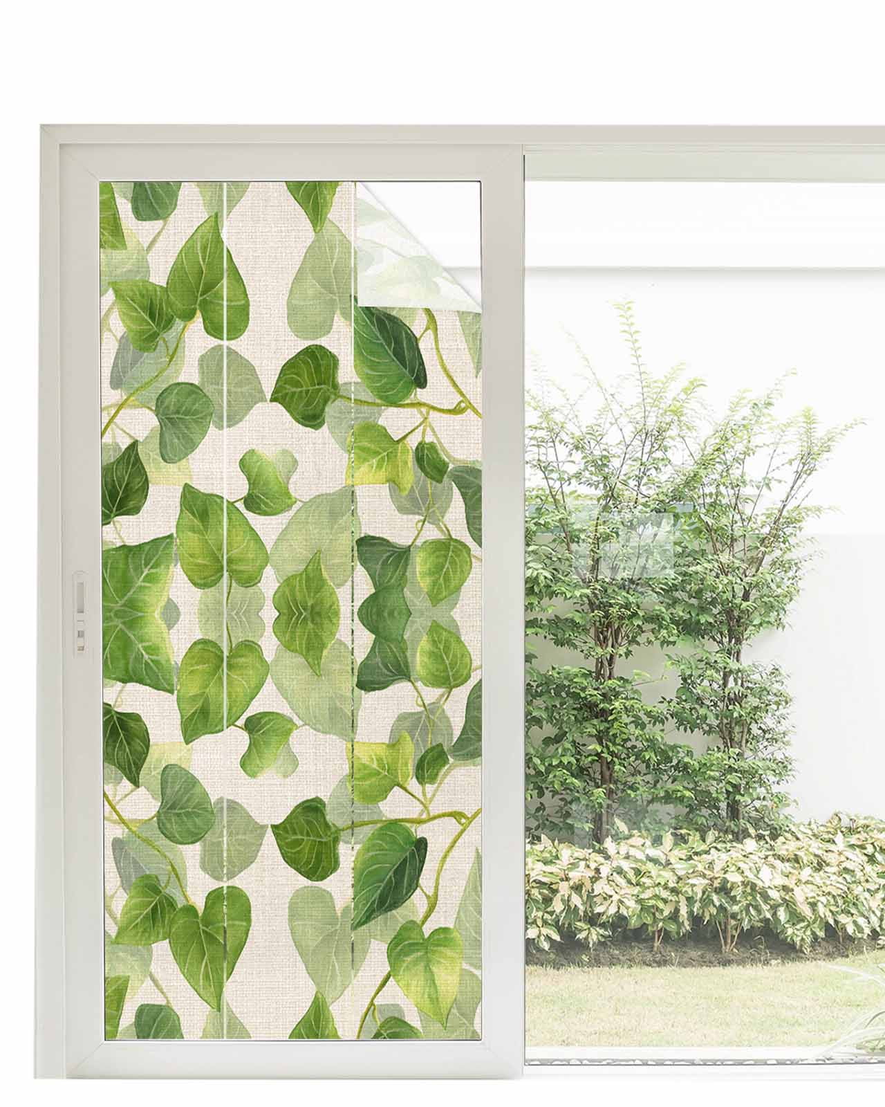 Window Privacy Film Botanical Leaves Stained Glass Window Film ...