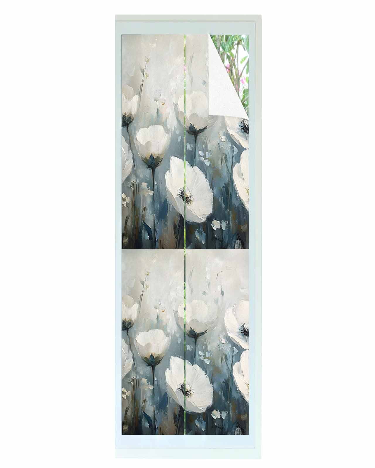 Window Privacy Film Botanical White Floral Stained Glass Window Film ...