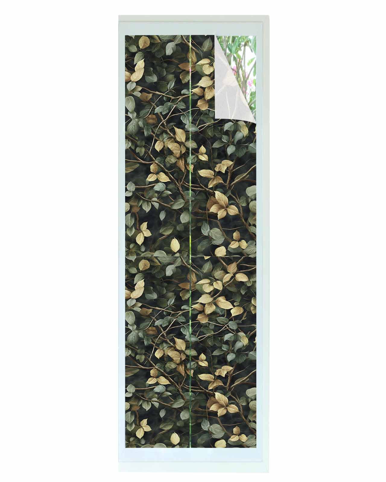 Window Privacy Film Branches Green Leaves Stained Glass Window Film ...