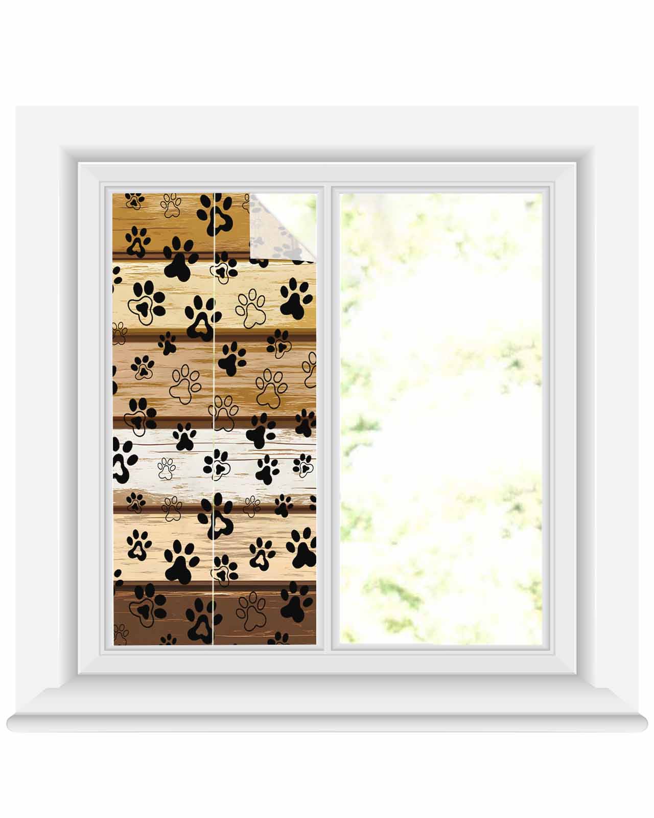 Window Privacy Film Brown Cat Paw Print Stained Glass Window Film ...