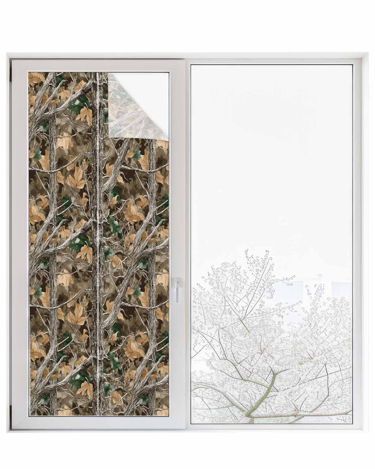 Window Privacy Film Brown Fall Maple Leaves Stained Glass Window Film ...