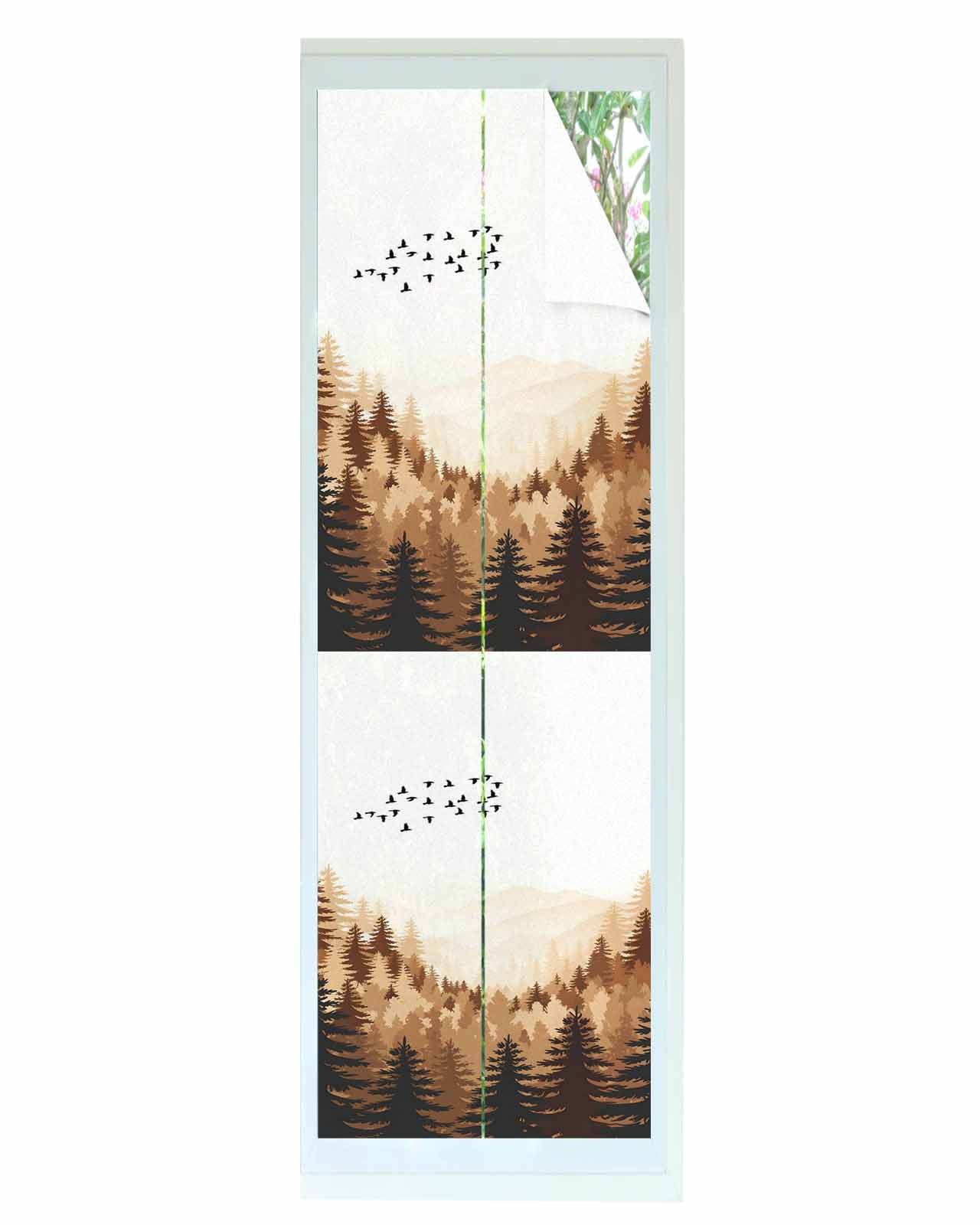 Window Privacy Film Brown Forest Stained Glass Window Film Decorative ...