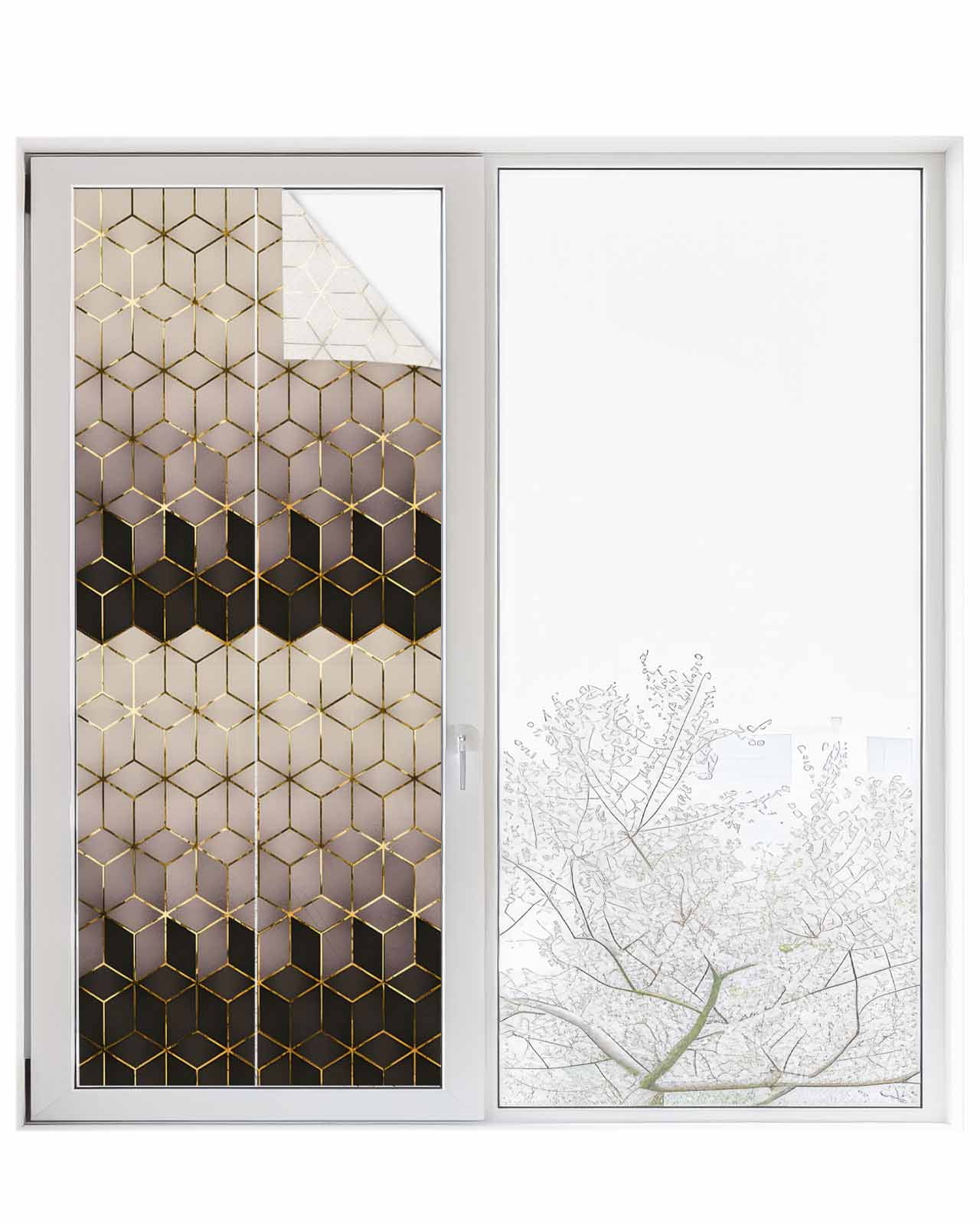 Window Privacy Film Brown Geometric Stained Glass Window Film ...