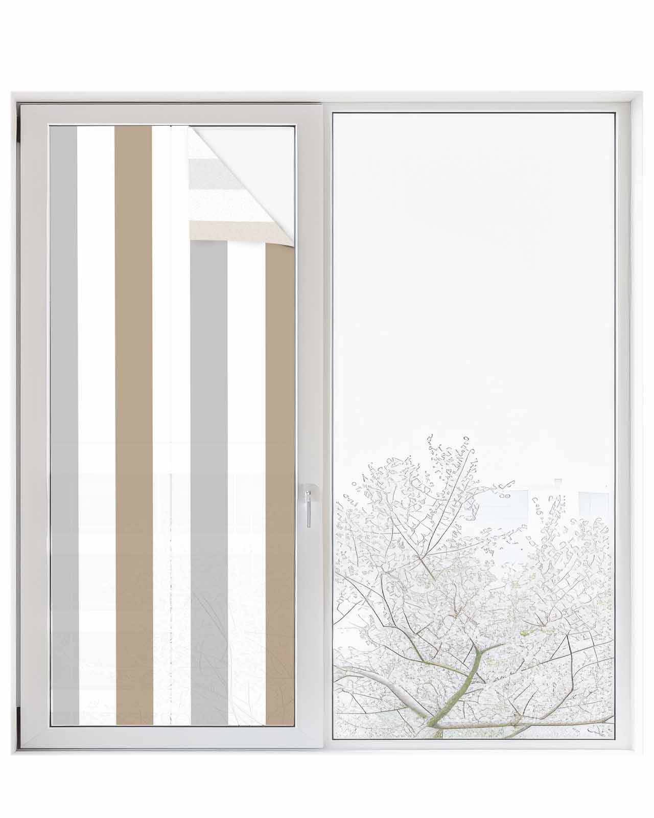 Window Privacy Film Brown Grey Striped Stained Glass Window Film ...